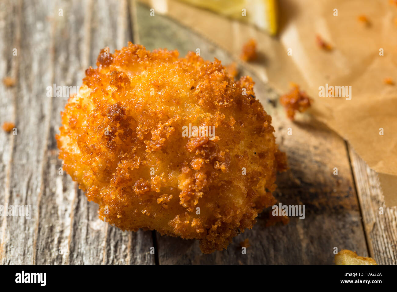 Homemade Deep Fried Scallops with French Fries Stock Photo - Alamy