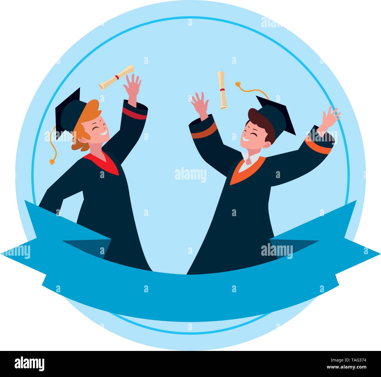 happy students boys graduated celebrating vector illustration design ...