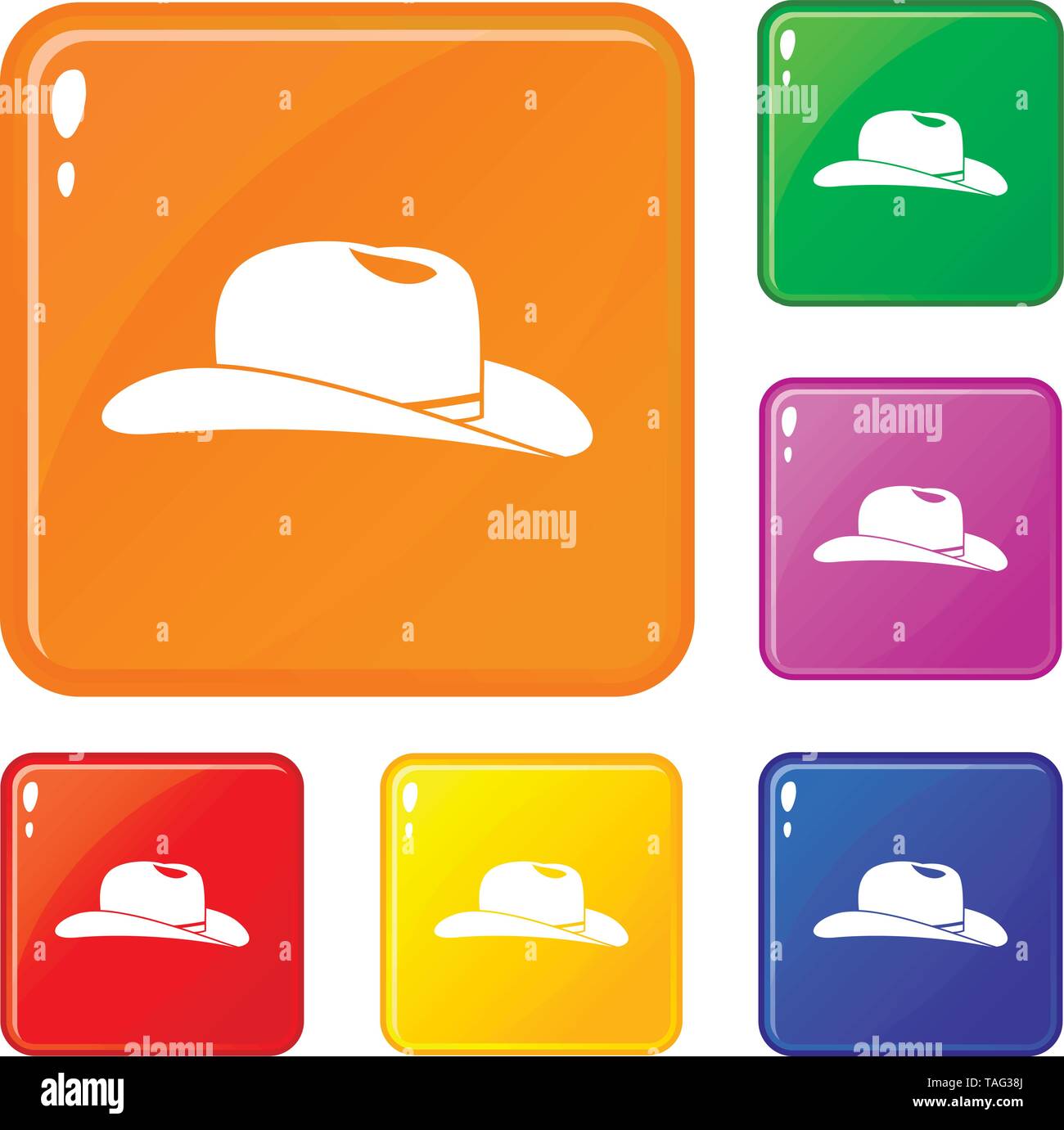 Cowboy hat icons set vector color Stock Vector Image & Art - Alamy