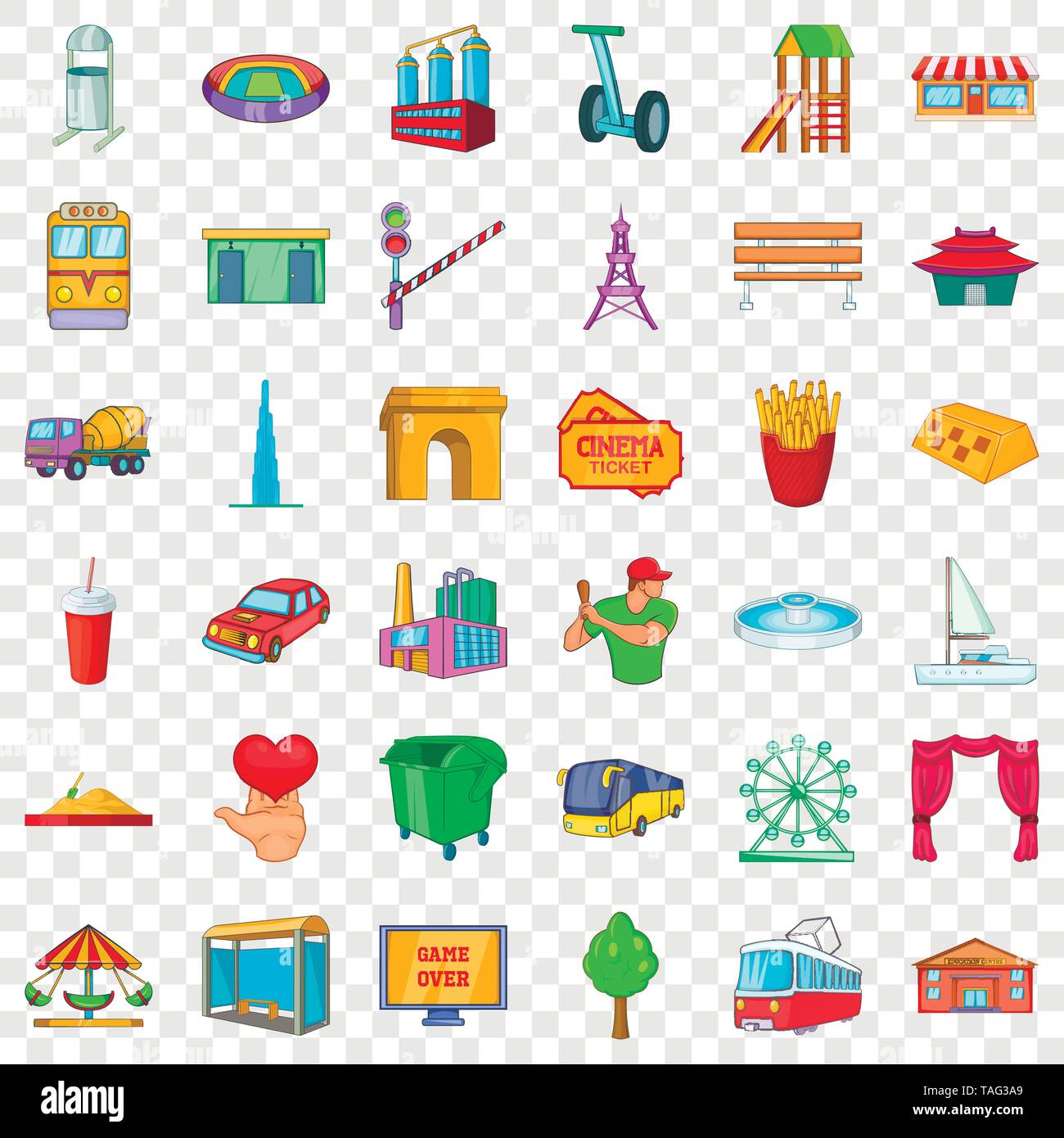 Life in town icons set, cartoon style Stock Vector Image & Art - Alamy