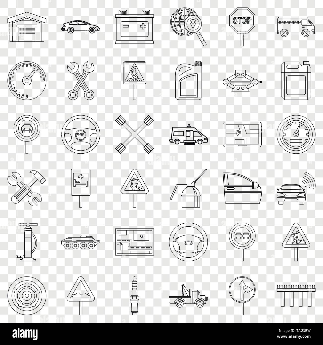 Taxi icons set, outline style Stock Vector Image & Art - Alamy
