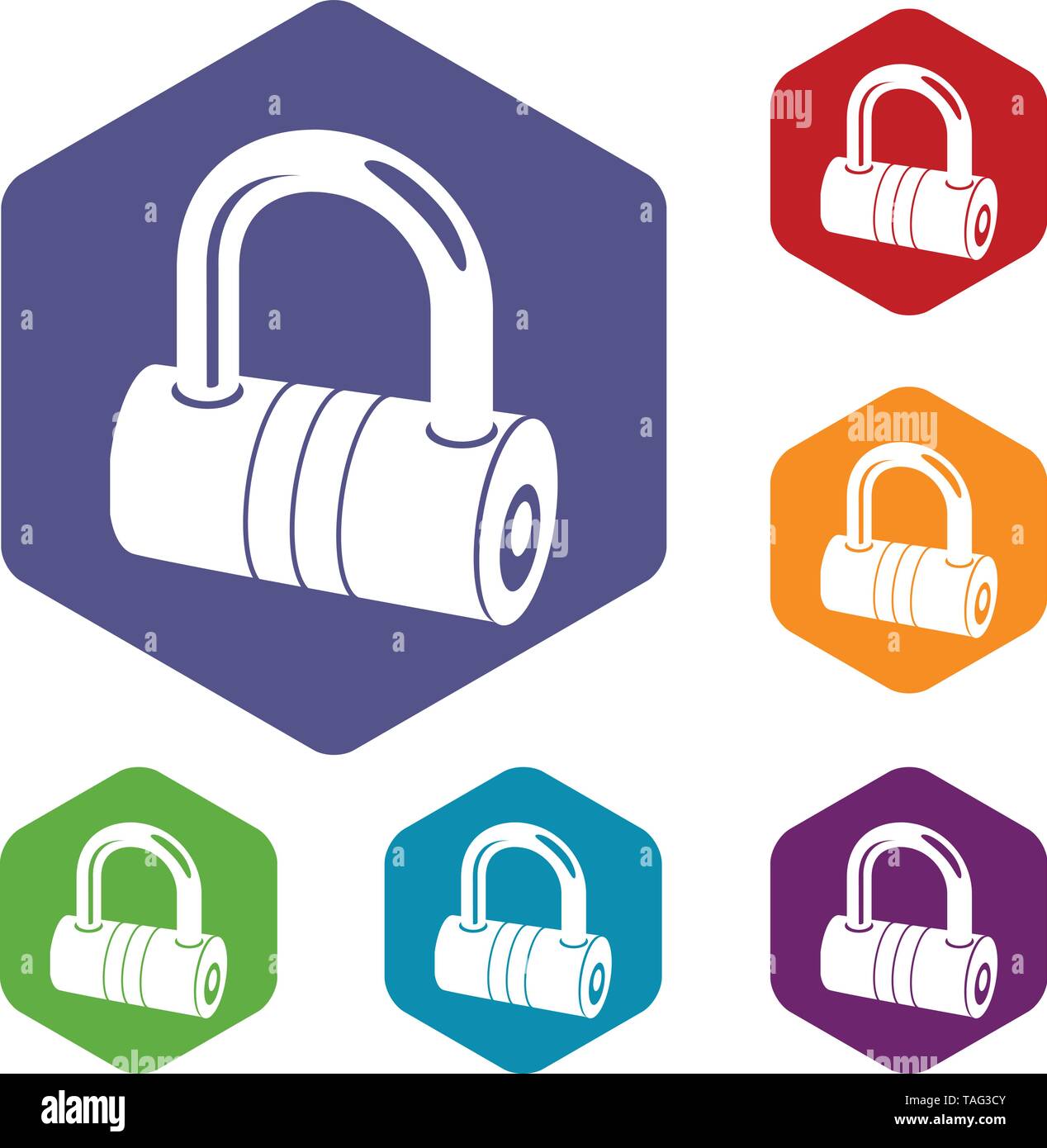 Big padlock icons vector hexahedron Stock Vector Image & Art - Alamy