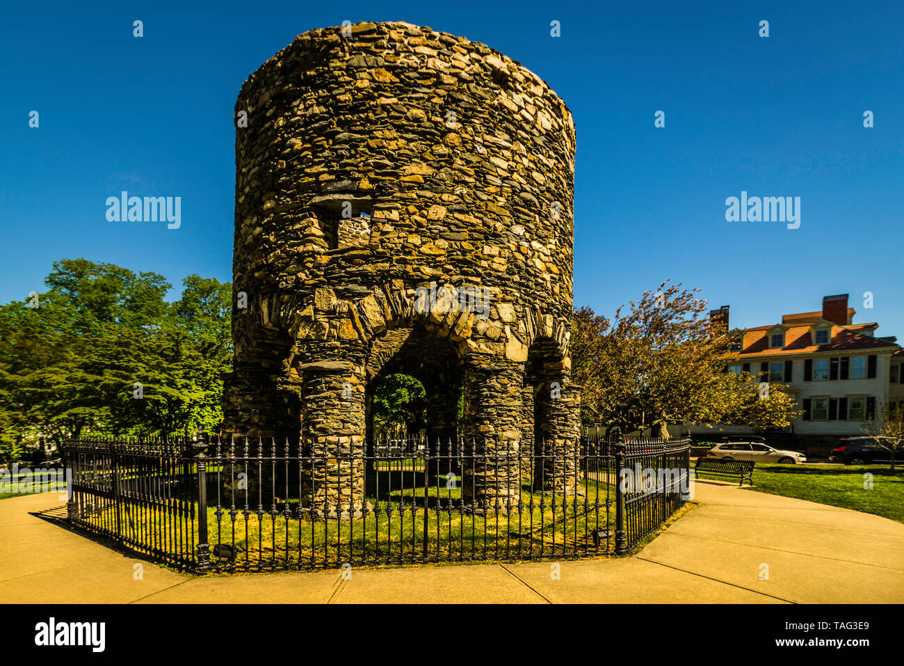 Newport tower old stone mill hi-res stock photography and images - Alamy