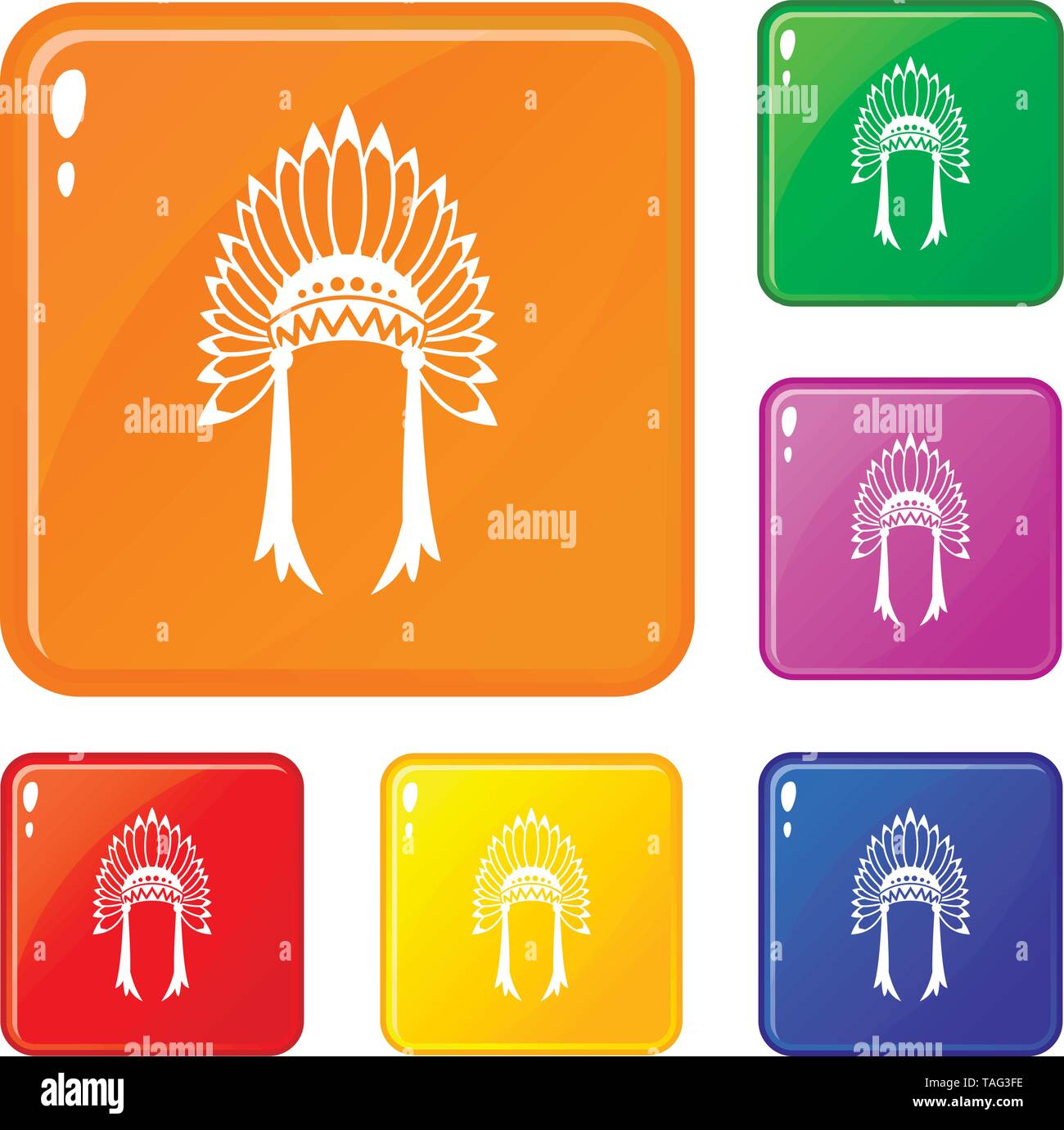 Indian headdress icons set vector color Stock Vector Image & Art - Alamy