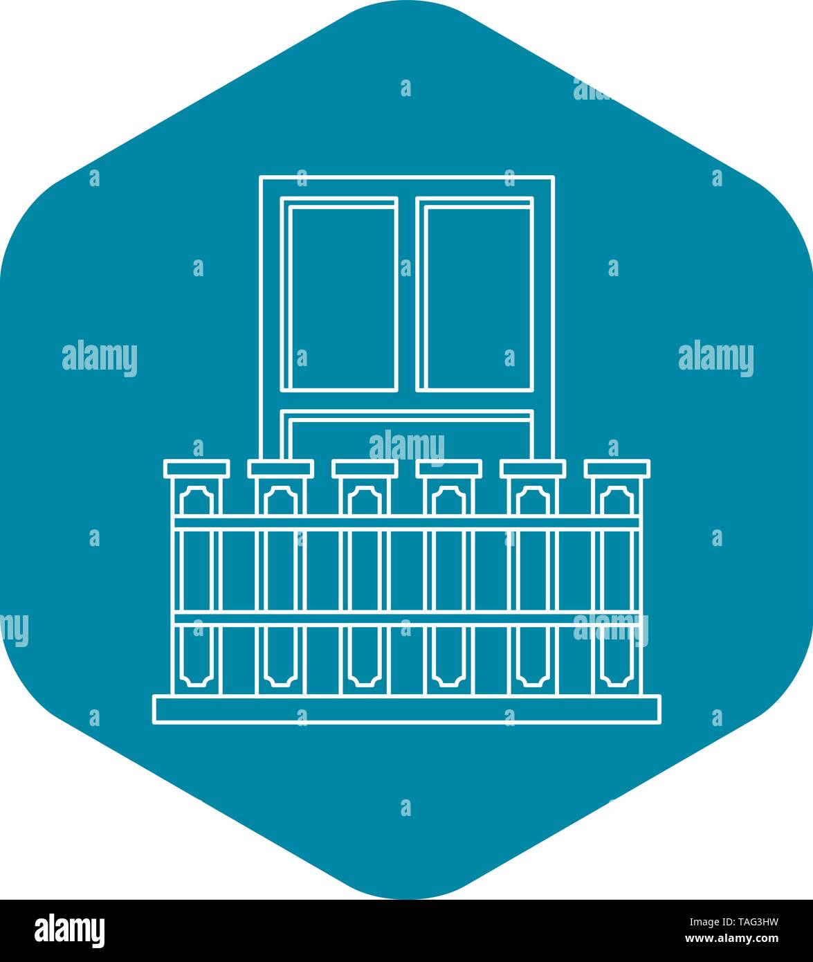 Balcony with iron railing icon, outline style Stock Vector Image & Art ...