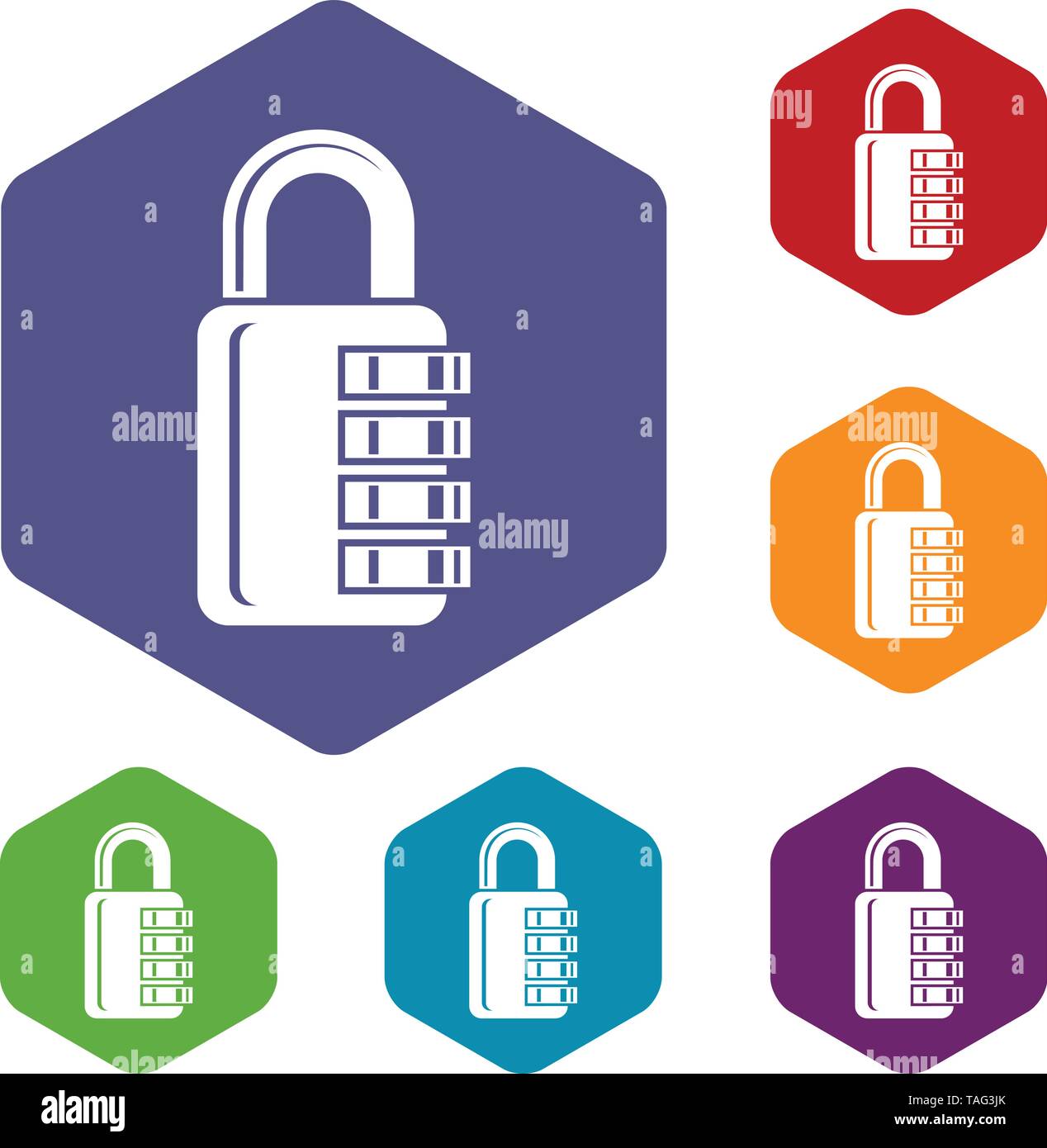Combination lock icons vector hexahedron Stock Vector Image & Art - Alamy