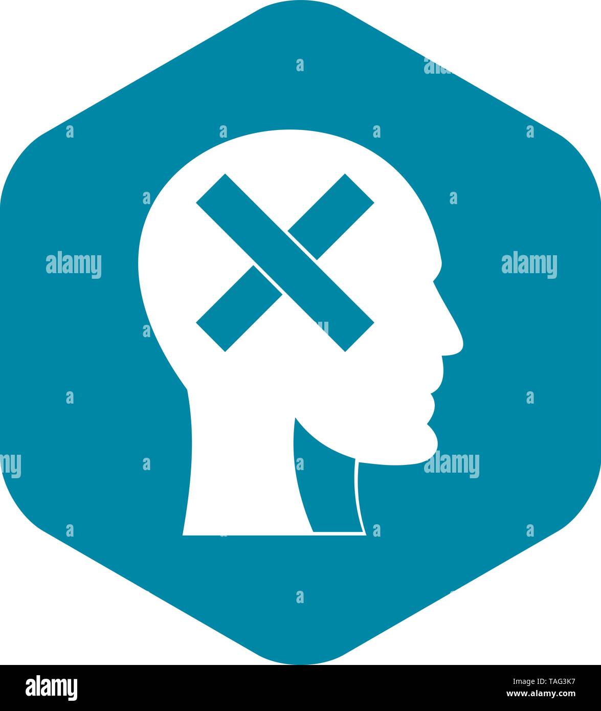 Human head with cross inside icon, simple style Stock Vector Image ...