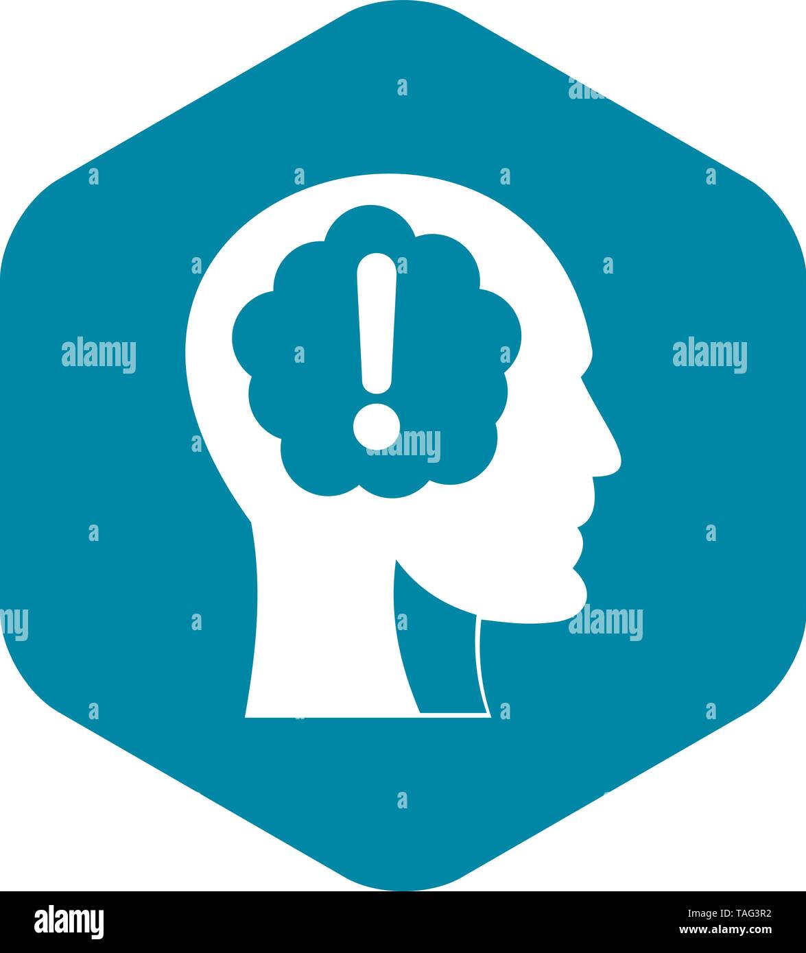 Head with exclamation mark inside icon Stock Vector Image & Art - Alamy