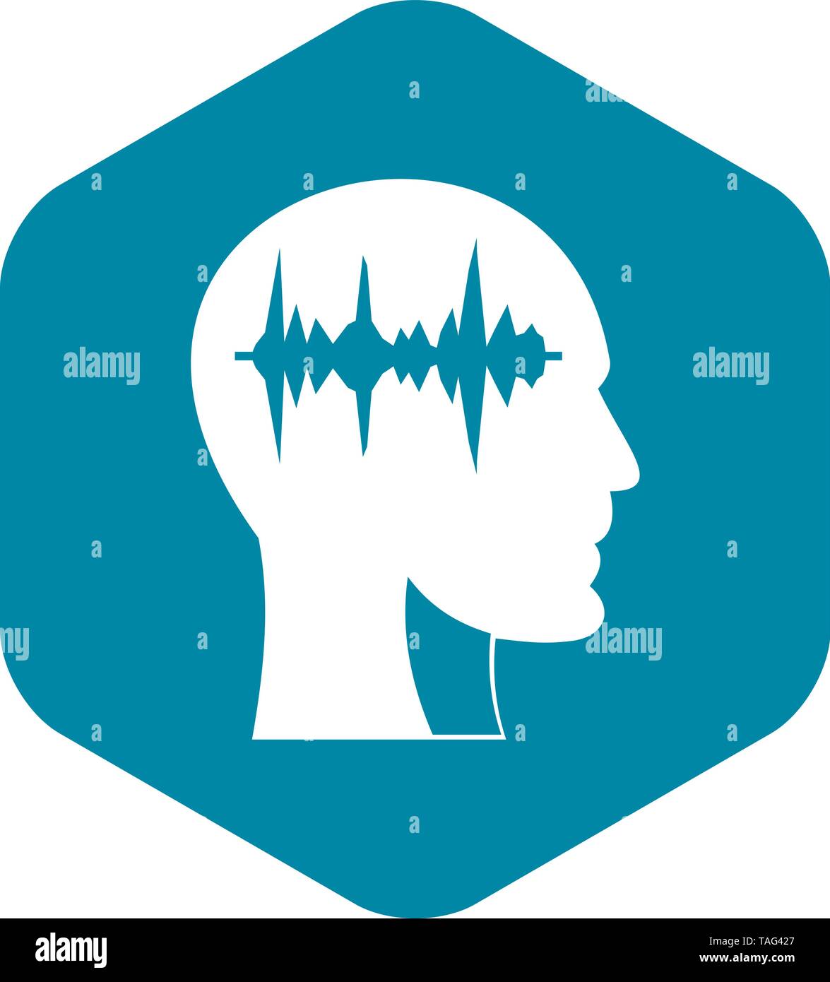 Sound wave icon in human head icon, simple style Stock Vector Image ...