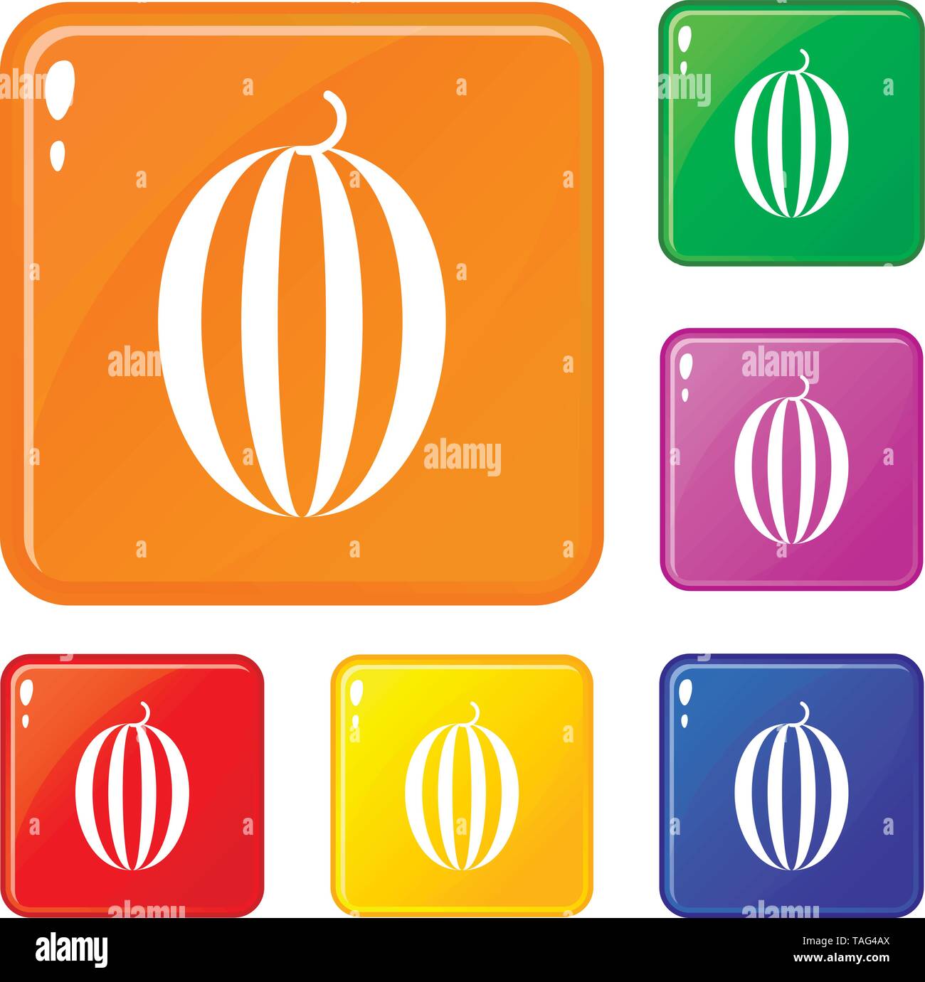 Striped melon icons set vector color Stock Vector Image & Art - Alamy