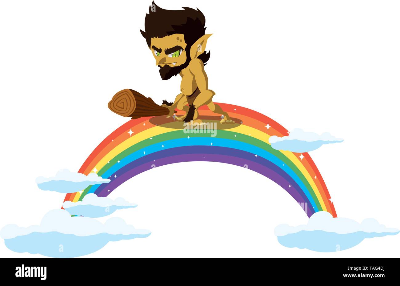 caveman gnome with rainbow magic character vector illustration design ...