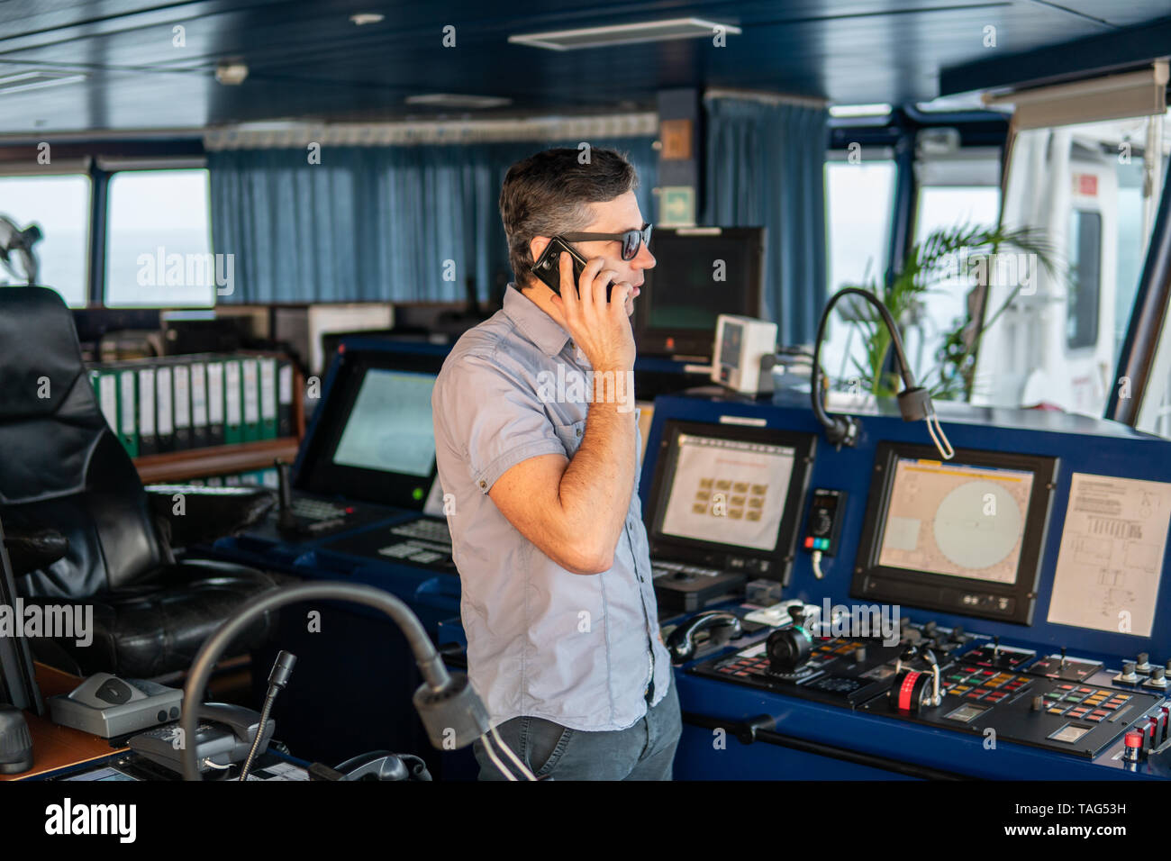 Marine Deck Officer or seaman on deck of vessel or ship Stock Photo - Alamy