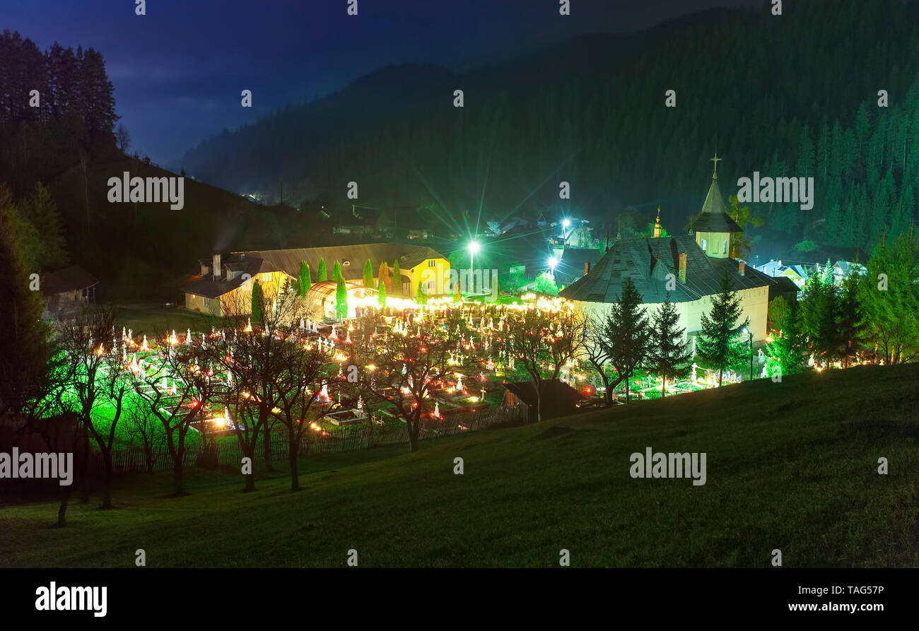 church with resurrection night lights in Romania Stock Photo - Alamy