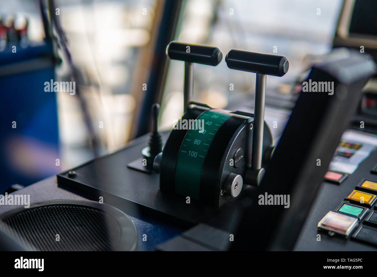 Bridge ship equipment of offshore dp vessel Stock Photo - Alamy