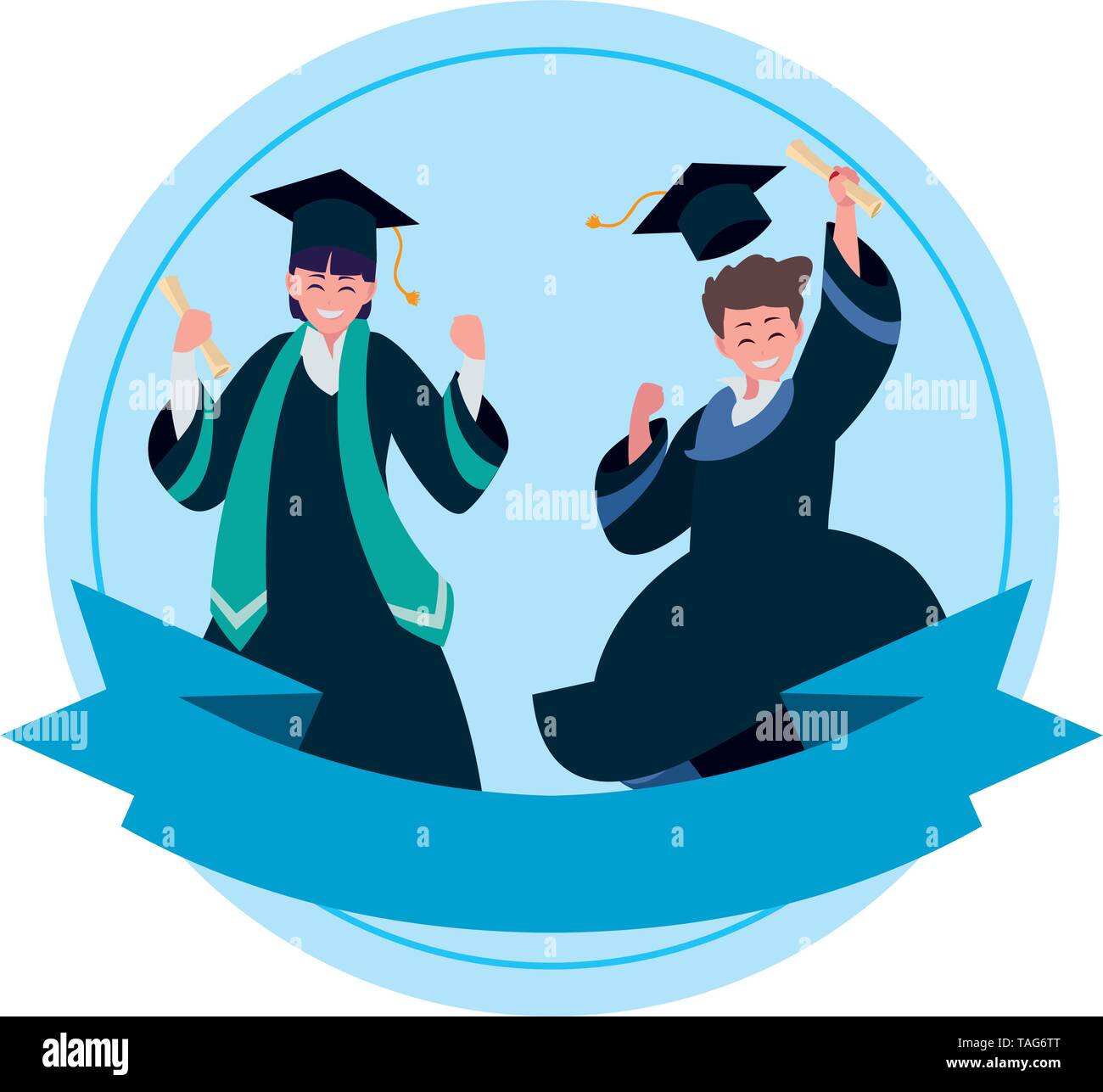 happy students boys graduated celebrating vector illustration design ...