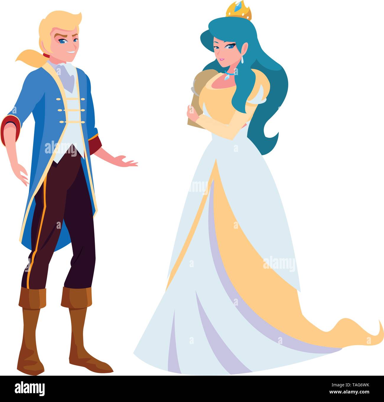 prince charming and princess of tales characters vector illustration ...