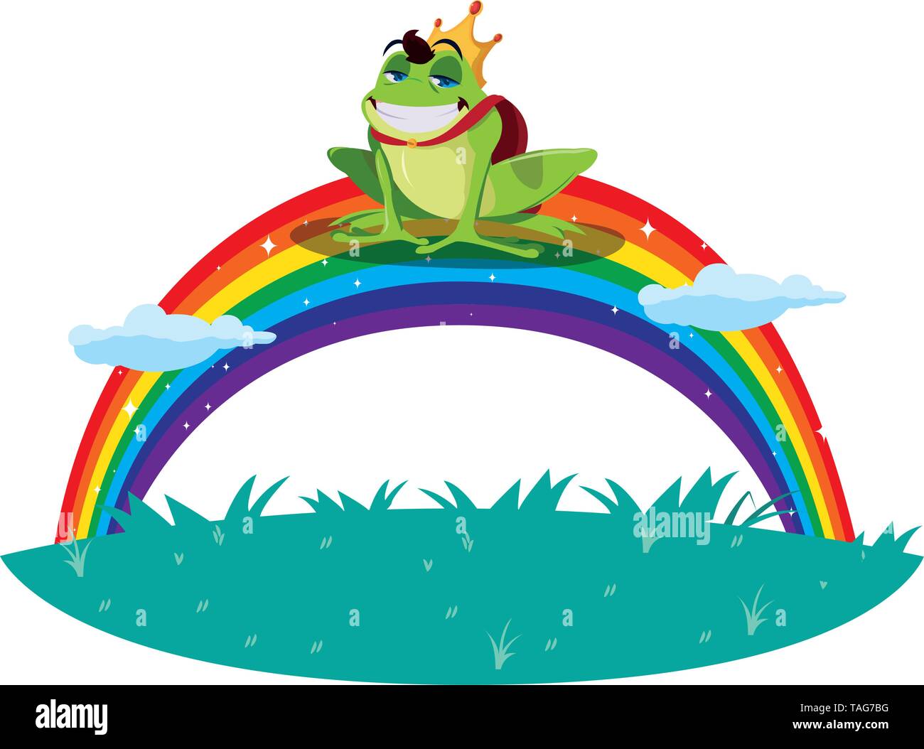 toad prince with rainbow fairytale character vector illustration design ...