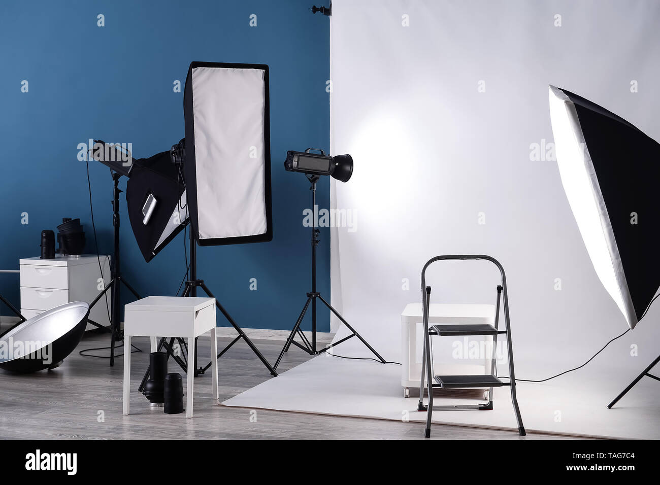 Interior of modern photo studio with professional equipment Stock Photo ...