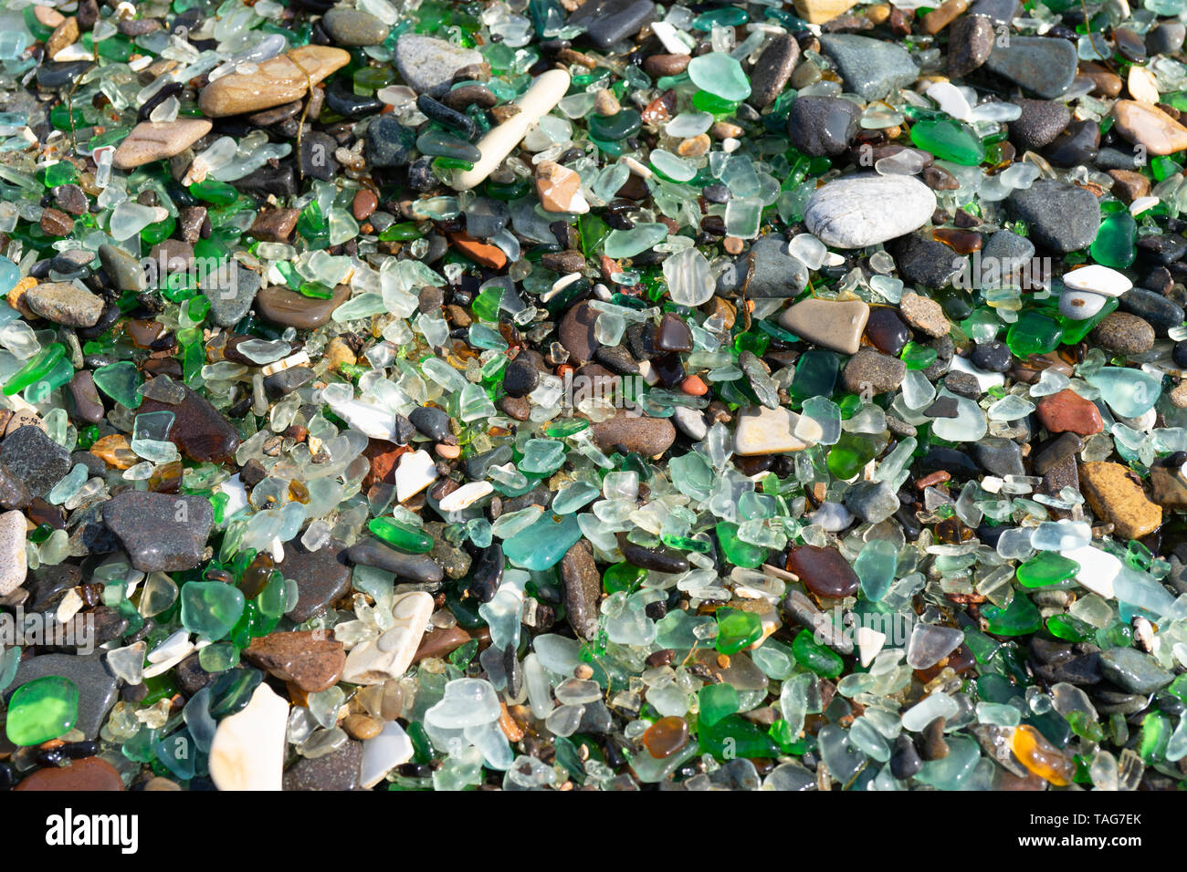 Natural background of sea-polished glass. For design and networking ...
