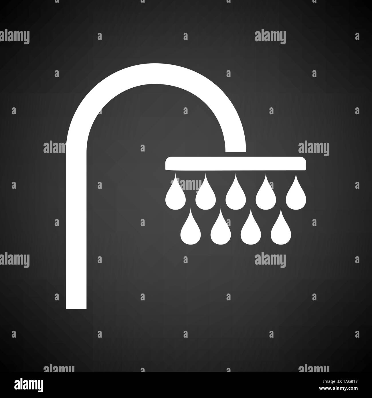 Shower Icon. White on Black Background. Vector Illustration Stock ...