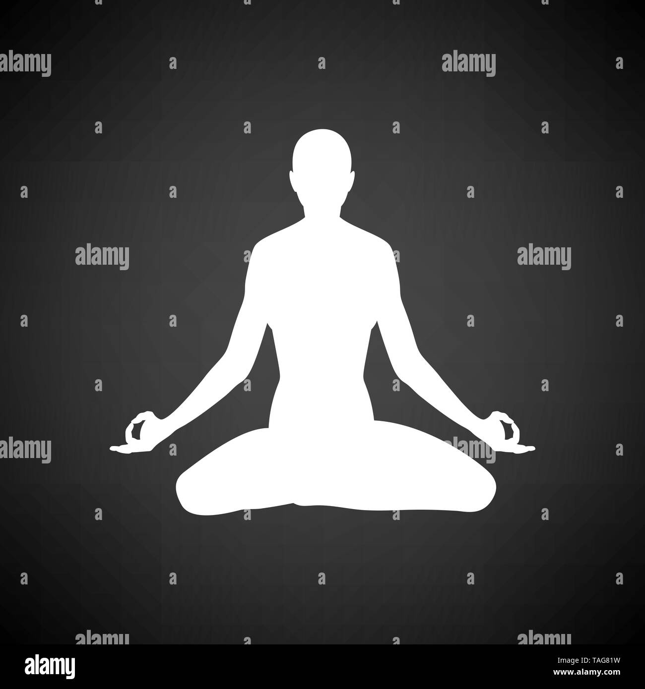 Lotus Pose Icon. White on Black Background. Vector Illustration Stock ...