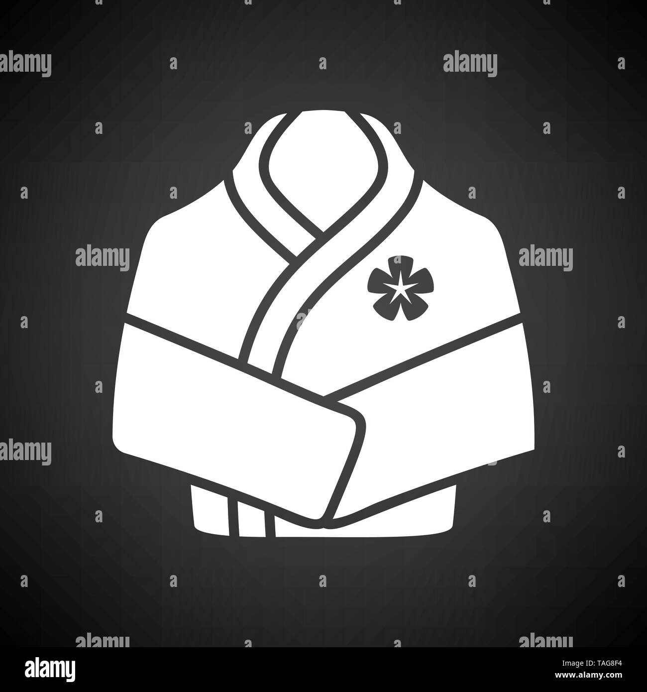 Spa Bathrobe Icon. White on Black Background. Vector Illustration Stock ...