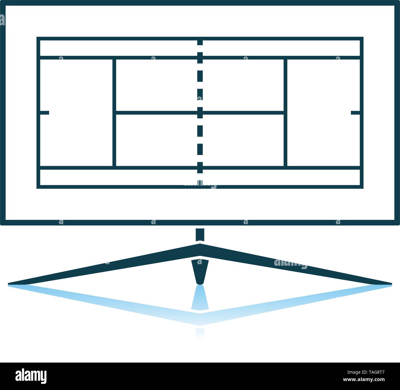 Tennis TV Translation Icon. Shadow Reflection Design. Vector ...