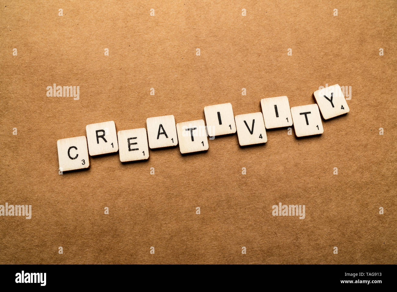 LONDON, UK - May 24 2019: The word CREATIVITY, spelt with wooden letter ...