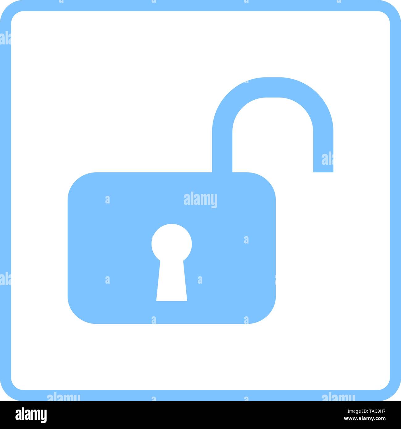 Unlock Icon. Blue Frame Design. Vector Illustration Stock Vector Image ...