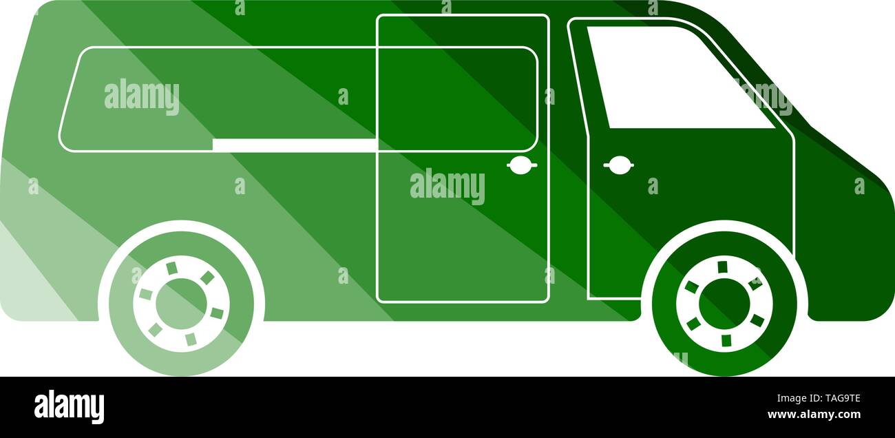 Commercial Van Icon. Flat Color Ladder Design. Vector Illustration ...
