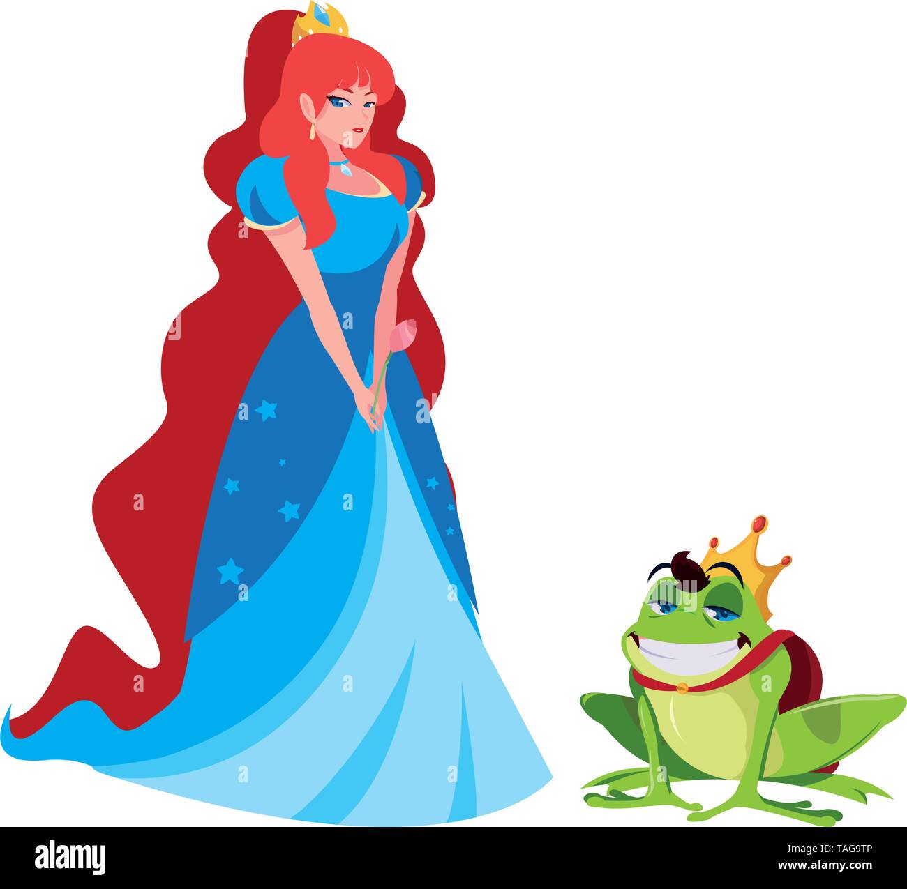 beautiful princess and toad prince of tales character vector ...
