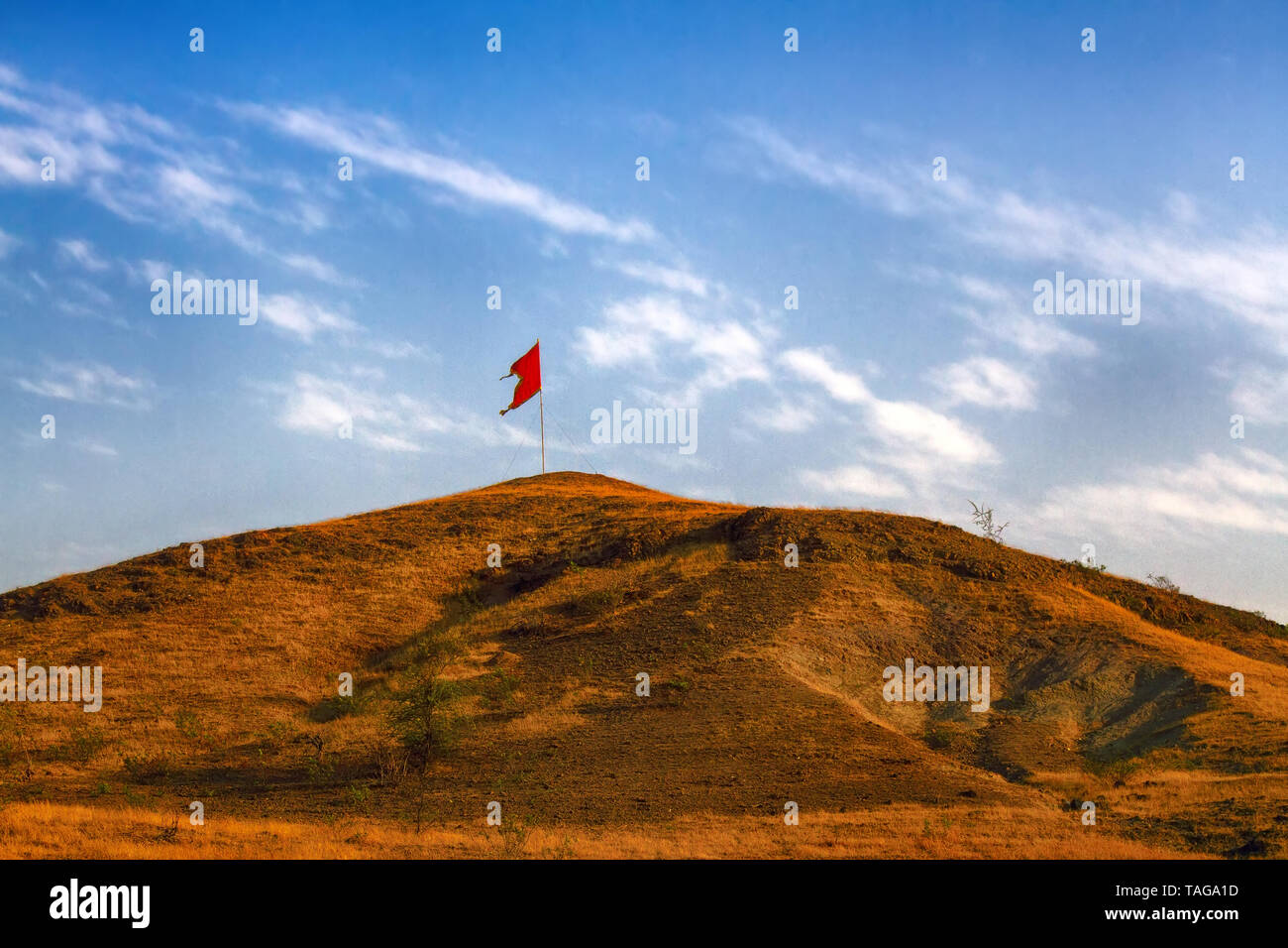 Red Communist flag on the mountain. In India is many Communists Stock ...