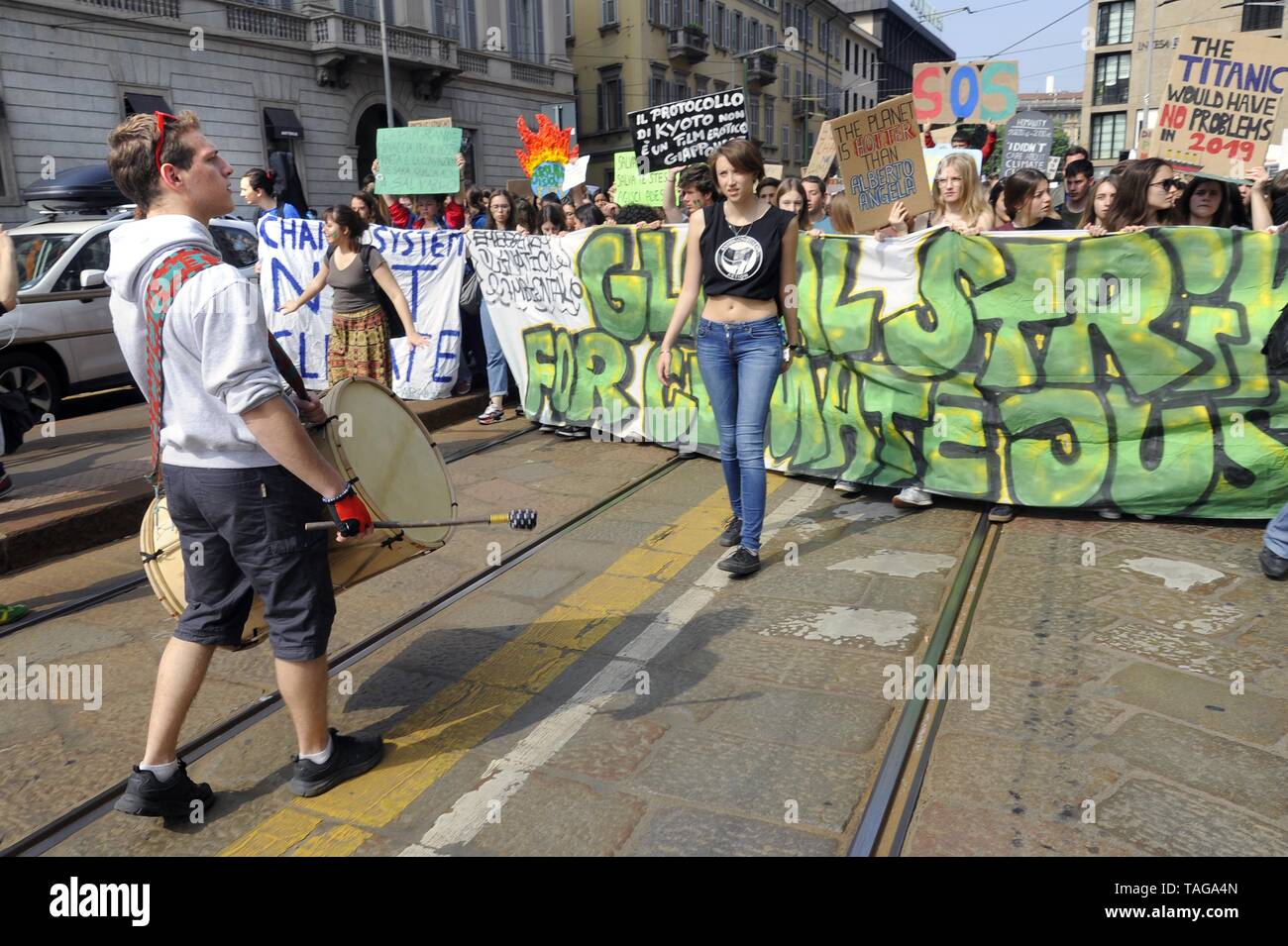 Milan (Italy), 24 May 2019, "Global Strike for Future" youth and ...