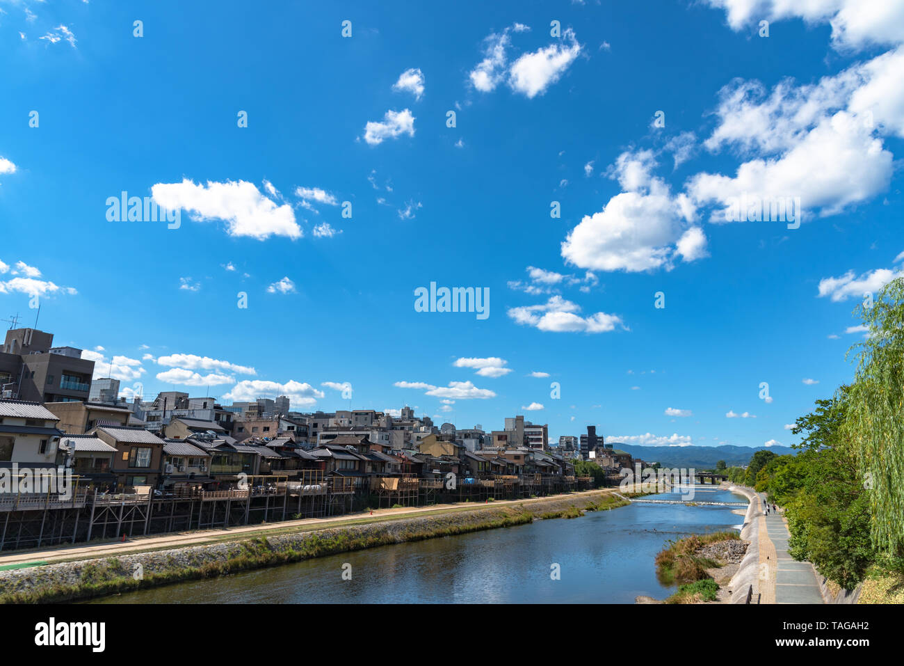 Beautiful scenery of Kamo river or Kamogawa in Kyoto City, Japan Stock ...