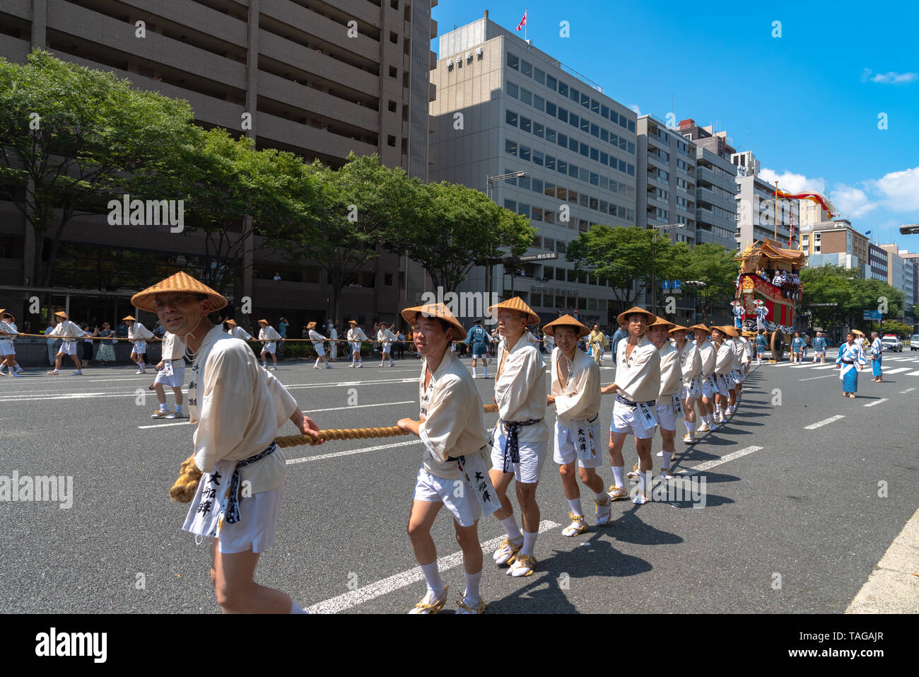 Gion Matsuri Festival, the most famous festivals in Japan. Participants ...