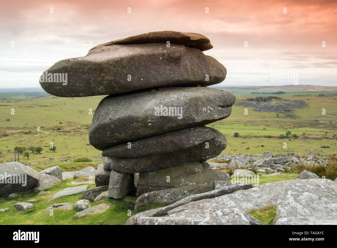 The Cheesewring, Rock Formation, Bodmin Moor, Cornwall UK Stock Photo ...