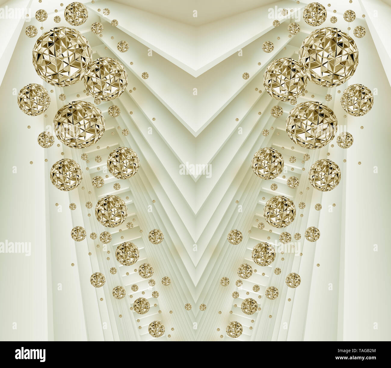 Gold crystal ball in 3d golden background wallpaper Stock Photo - Alamy