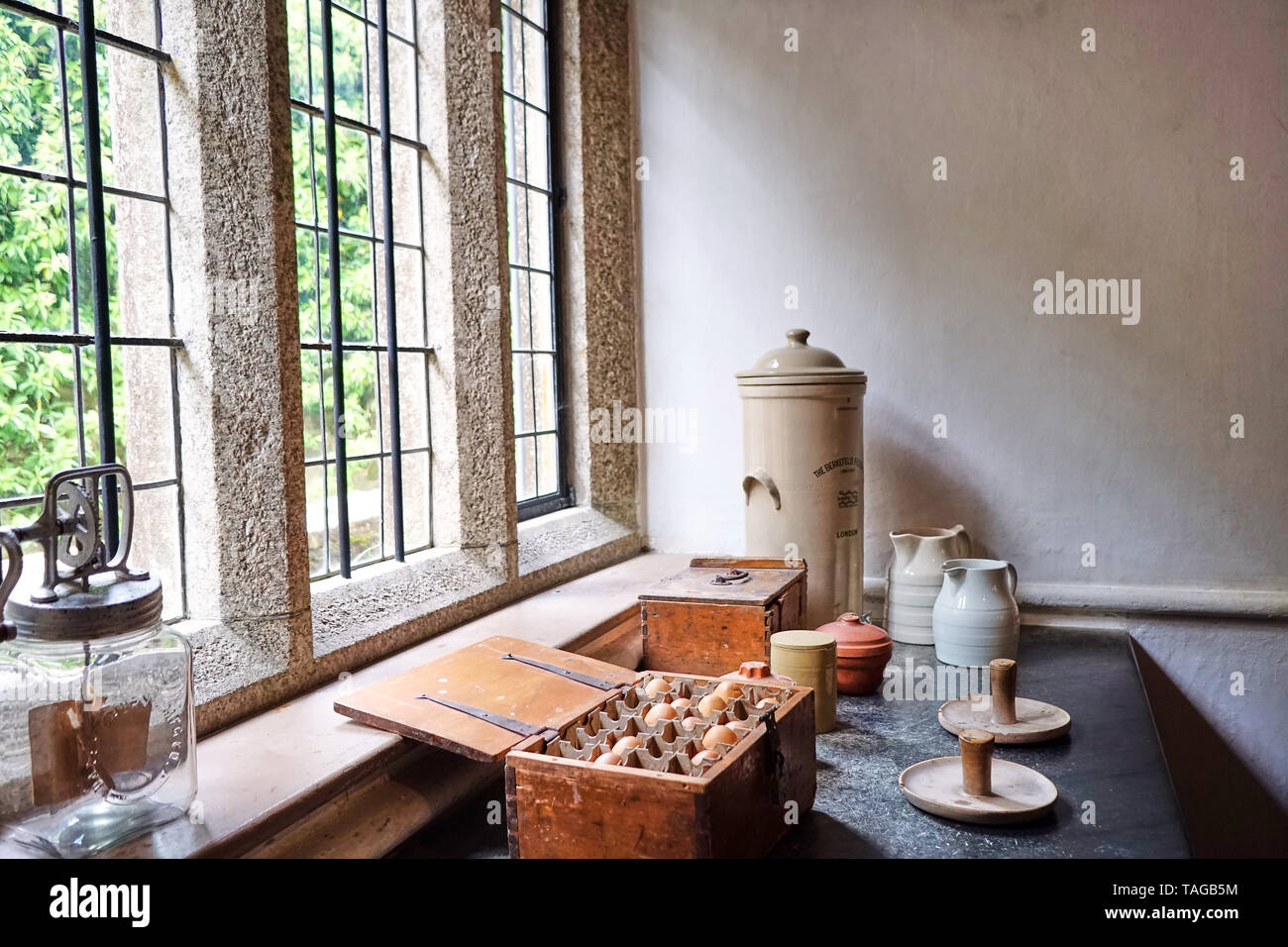 Victorian Kitchen Scene with typical period items Stock Photo - Alamy