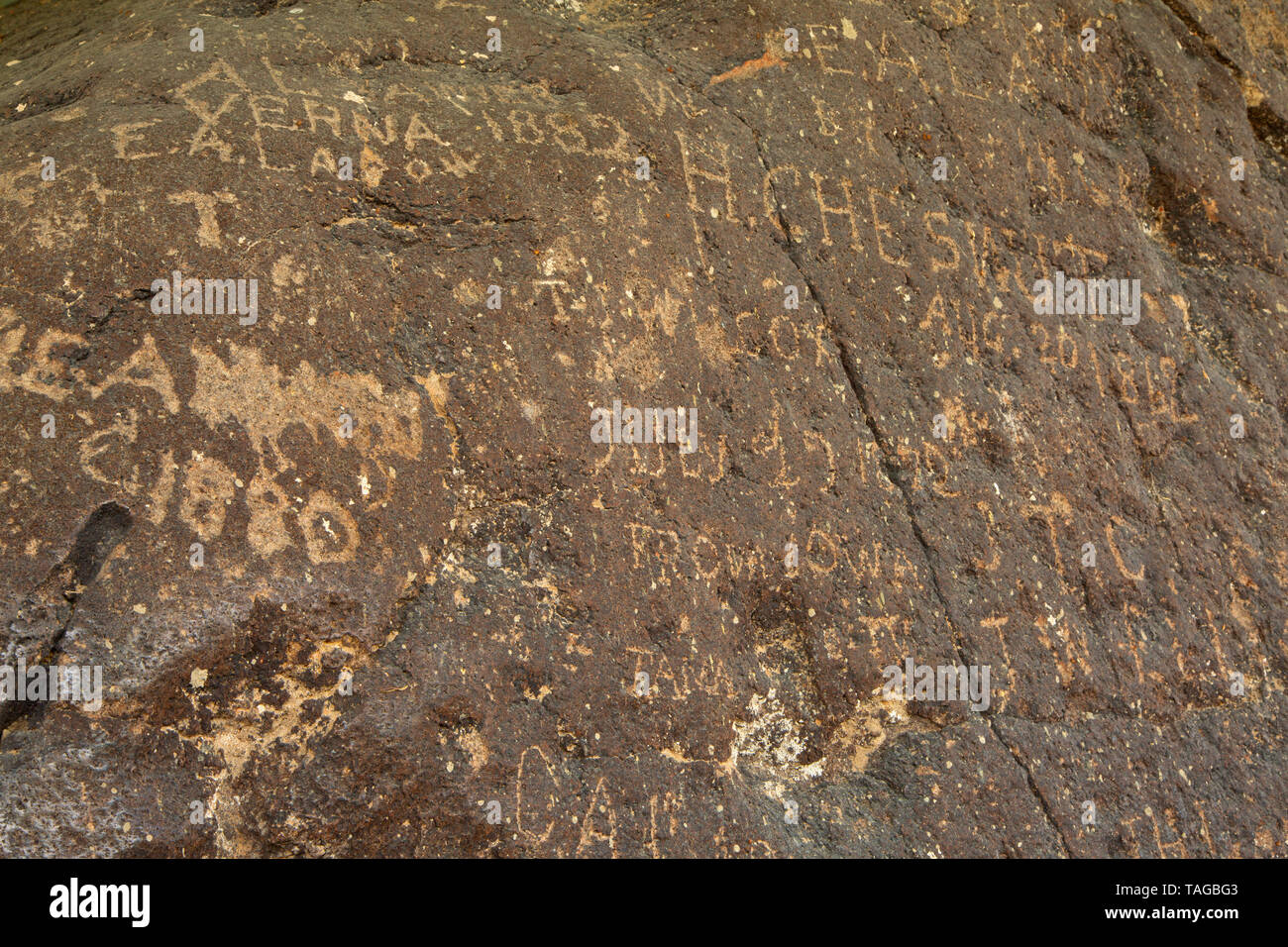 Register Rock inscriptions, Massacre Rocks State Park, Oregon Trail ...