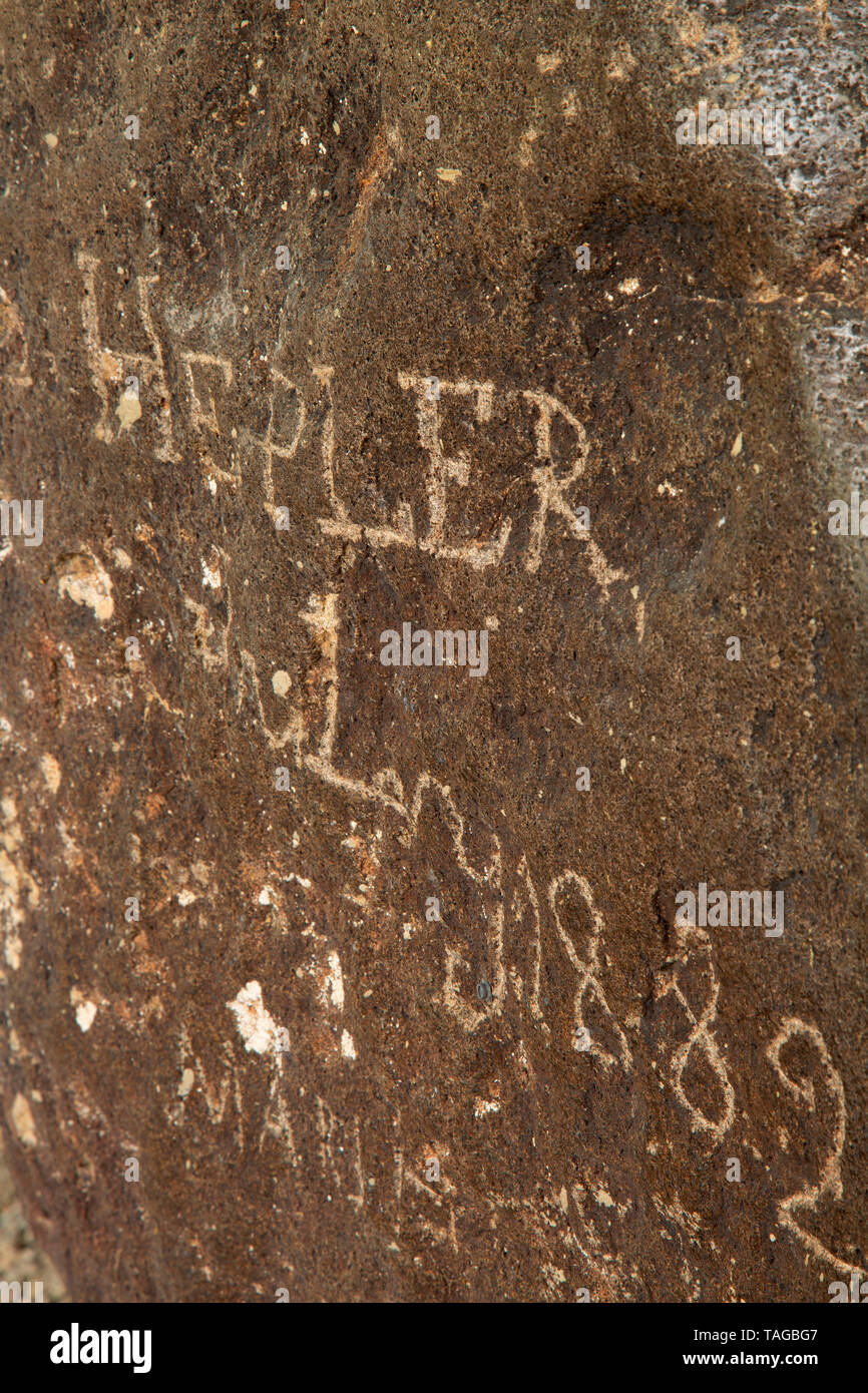 Register Rock inscriptions, Massacre Rocks State Park, Oregon Trail ...