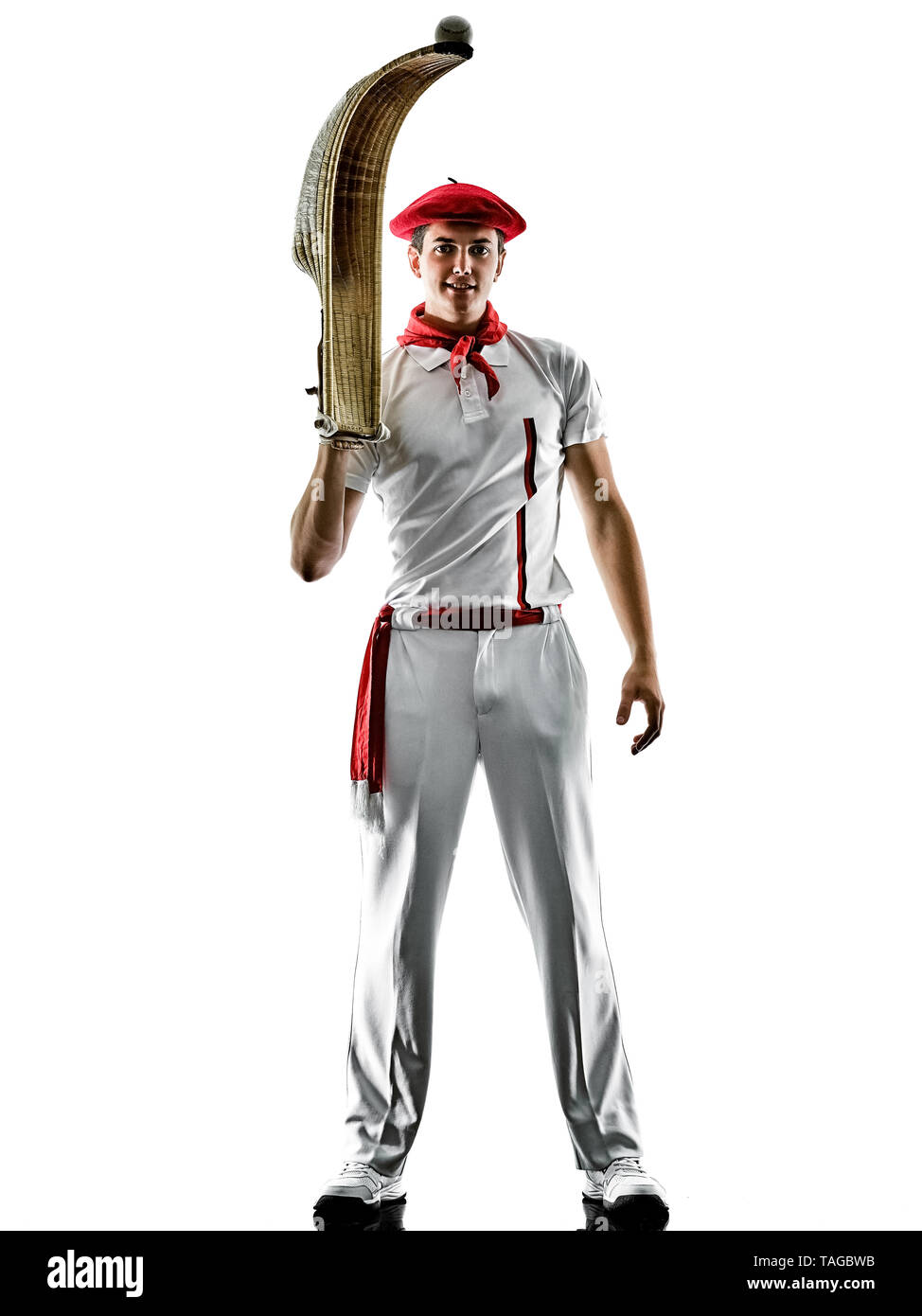 one caucasian Jai alai Basque pelota Cesta Punta player man isolated on ...