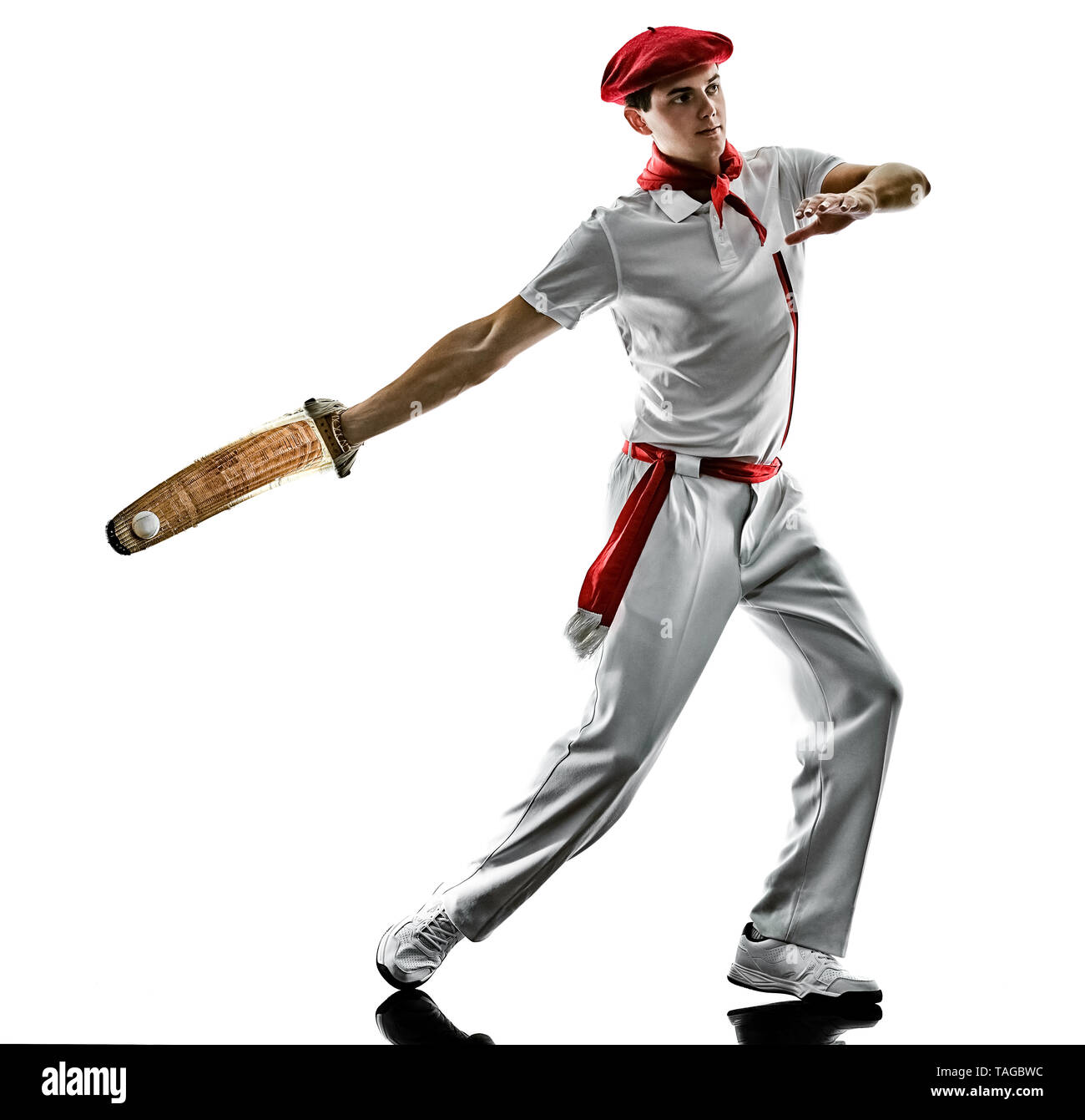 one caucasian Jai alai Basque pelota Cesta Punta player man isolated on ...