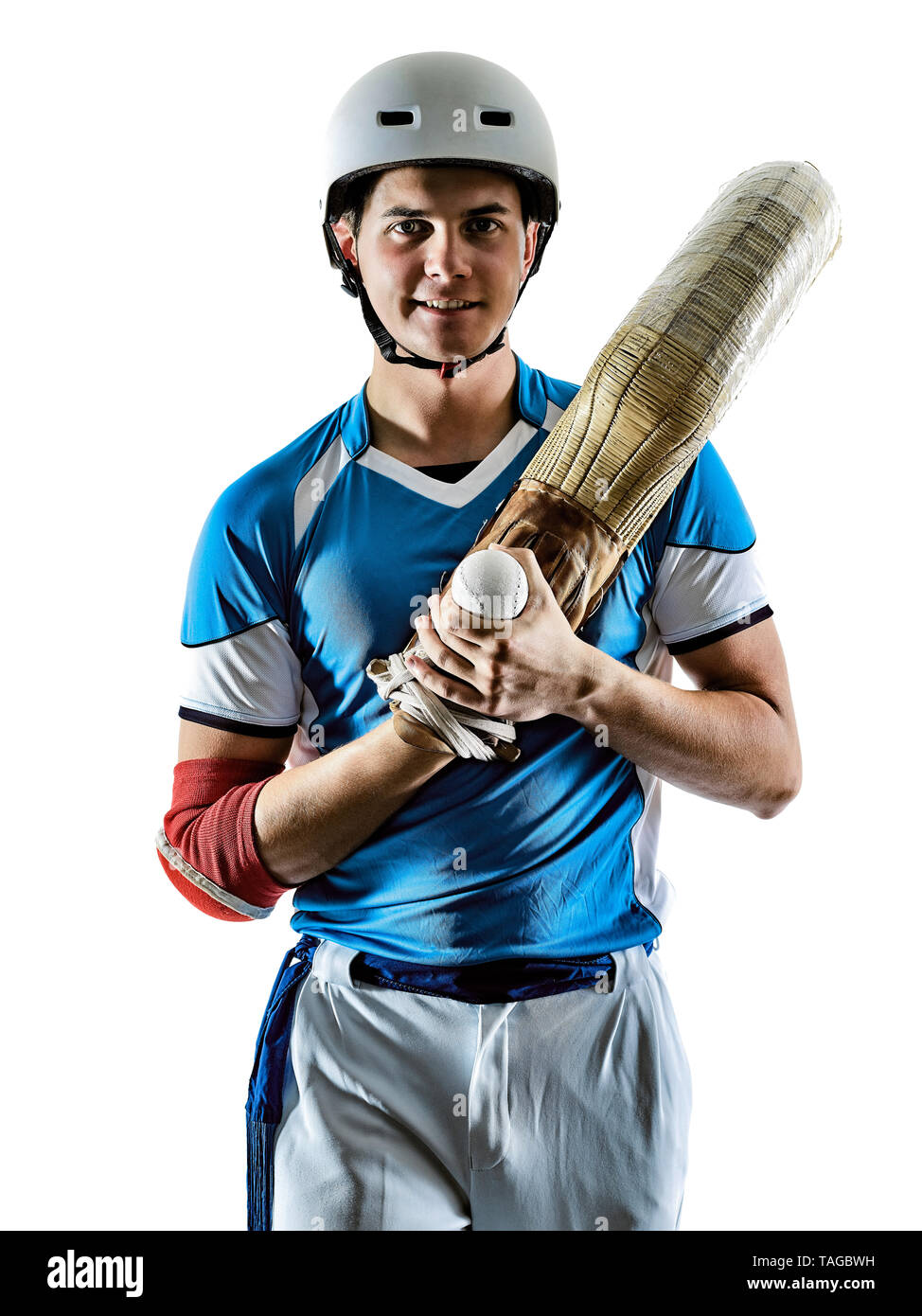 one caucasian Jai alai Basque pelota Cesta Punta player man isolated on ...