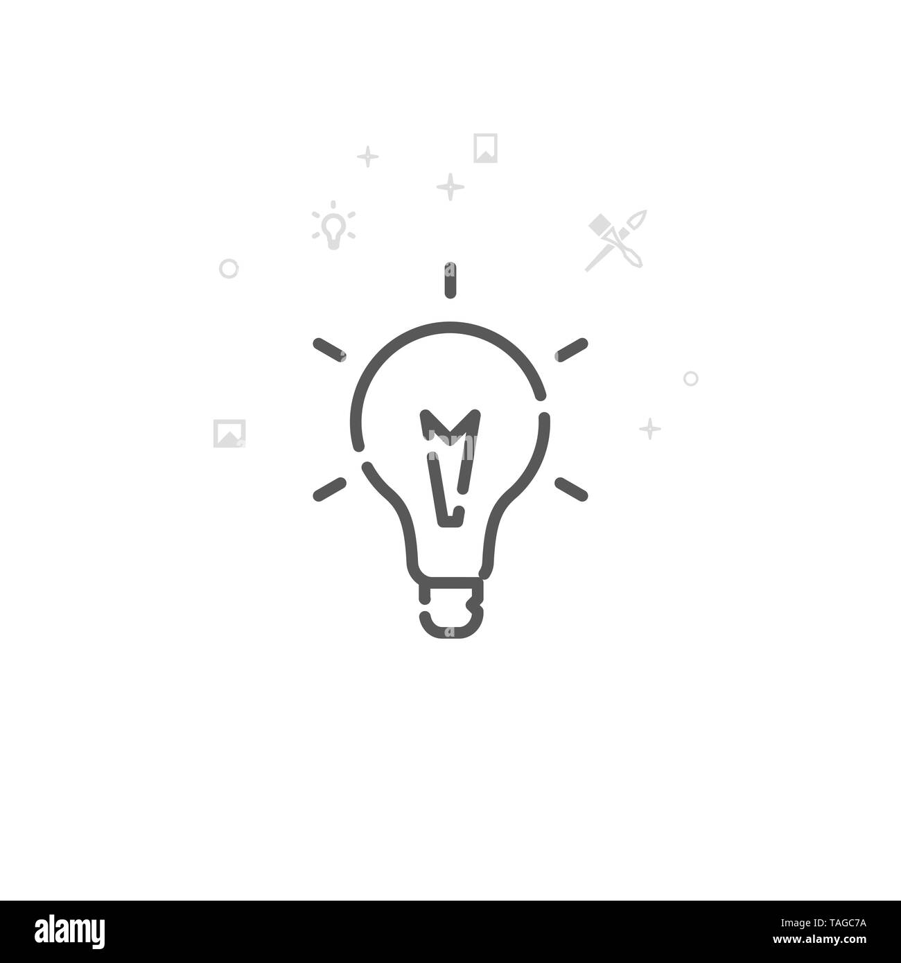 Creative Idea Bulb Line Icon. Art, Design and Creativity Symbol ...
