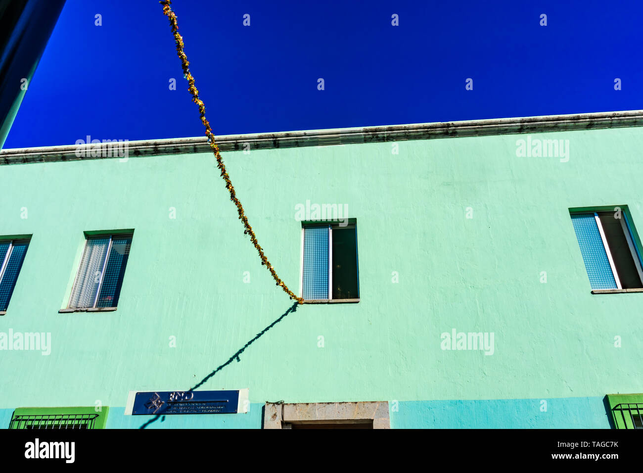 Blue Sky Green Abstract Mexican Building Oaxaca Mexico Stock Photo - Alamy