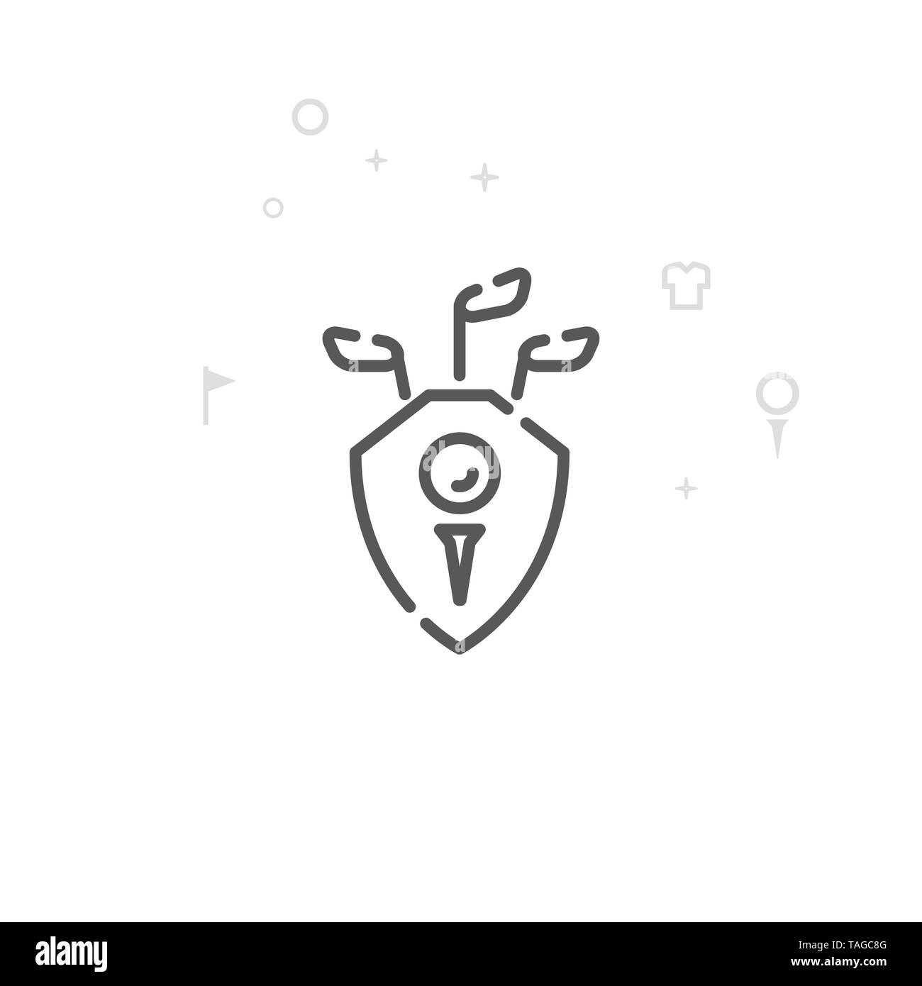 Golf Club Shield Emblem Line Icon. Golf Club, Country Club Symbol ...