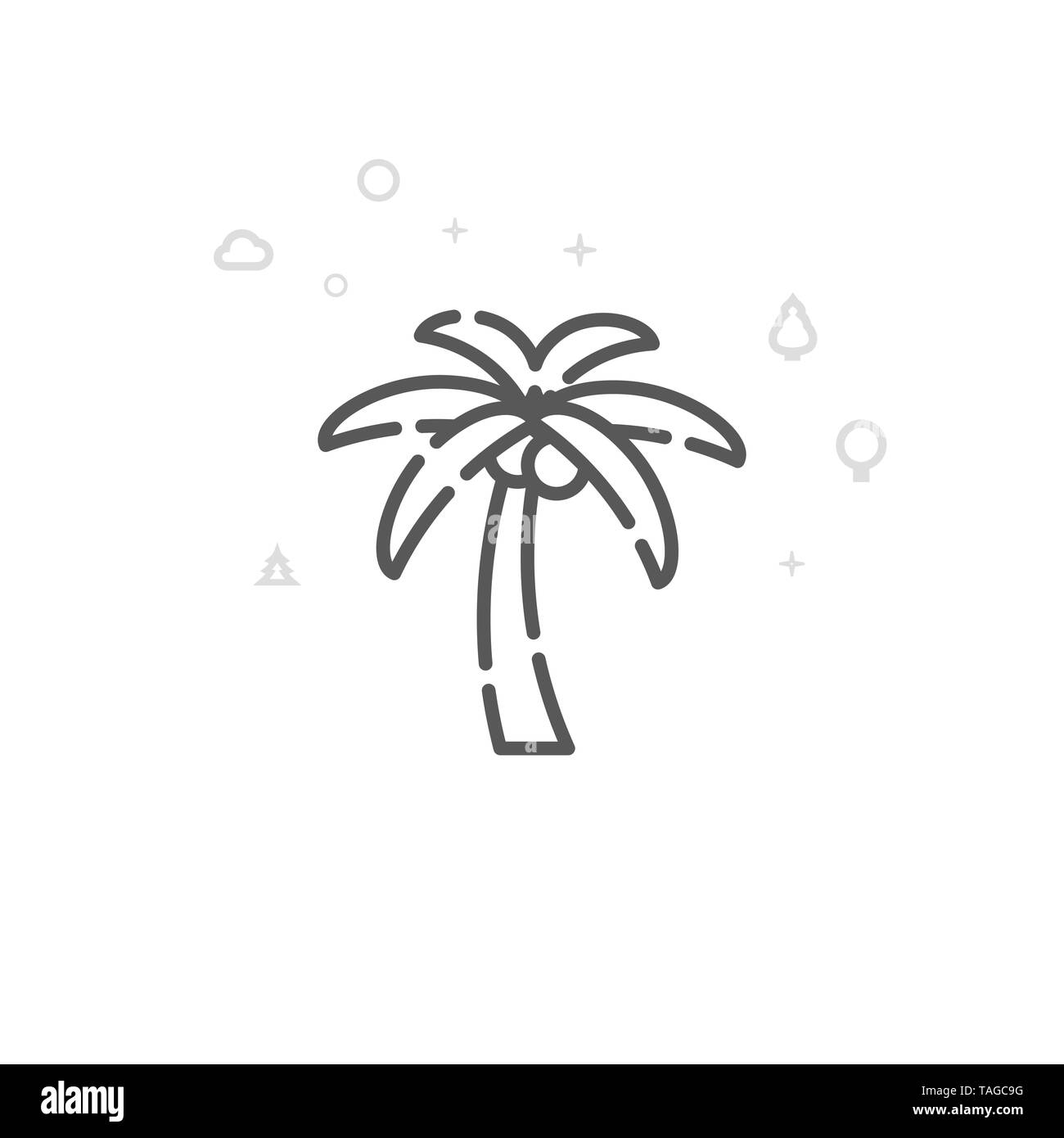 Palm Tree with Nuts Line Icon. Wild Tree Symbol, Pictogram, Sign. Light ...