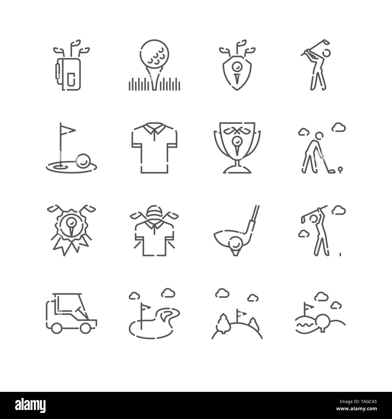 Line Icon Set. Golf Related Linear Icons. Country Club Symbols ...