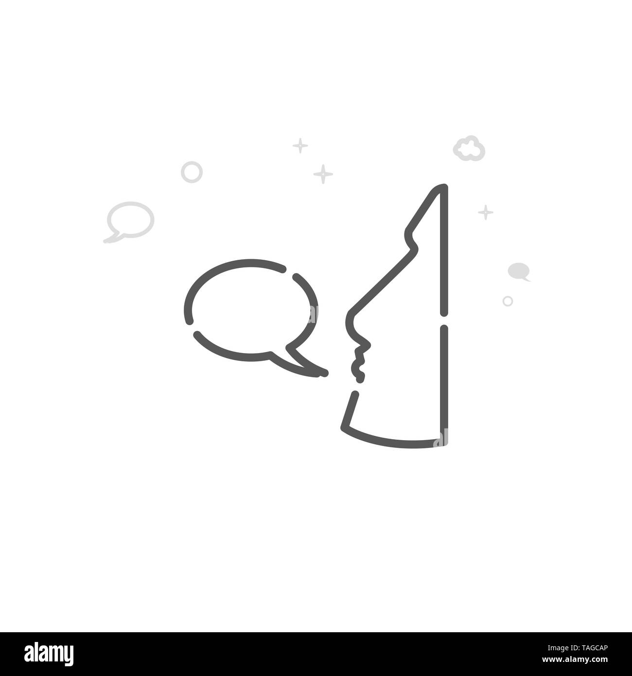 Man Speaks Line Icon. Dialogue, Chat Symbol, Pictogram, Sign. Light ...