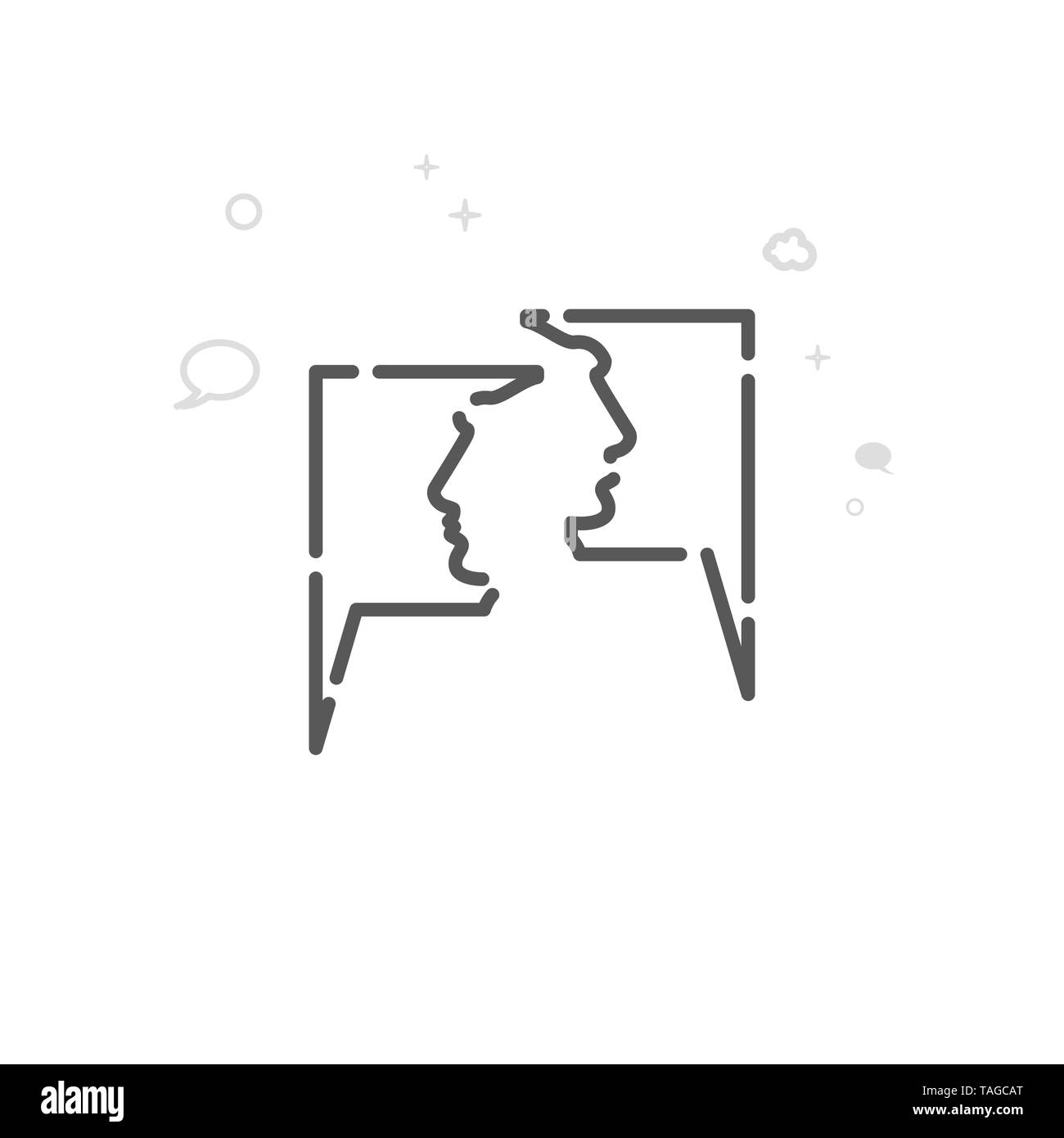 Conversation, Human Faces Line Icon. Dialogue, Chat Symbol, Pictogram ...